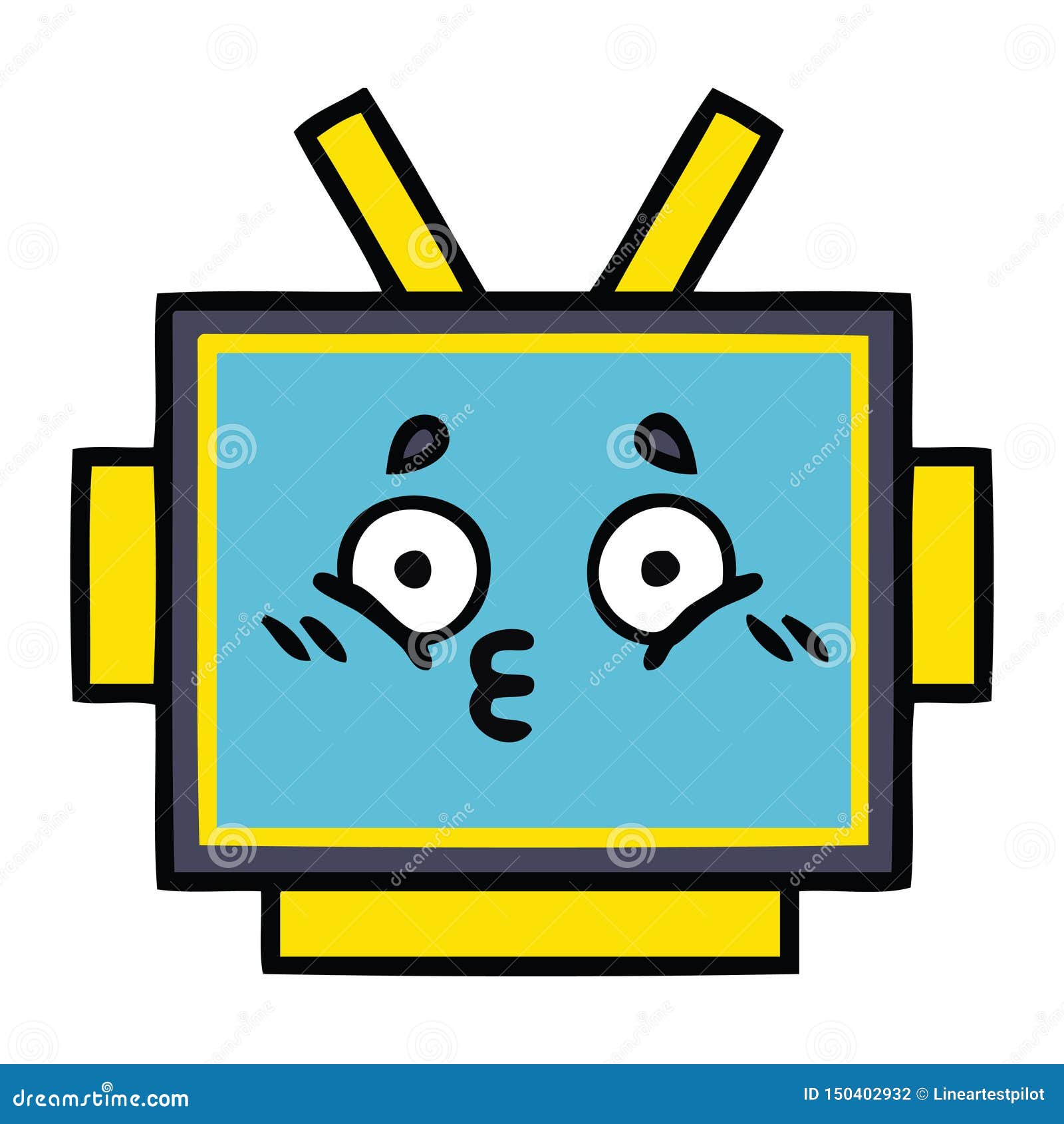 Cute Cartoon of a Robot Head Stock Vector - Illustration of artwork ...