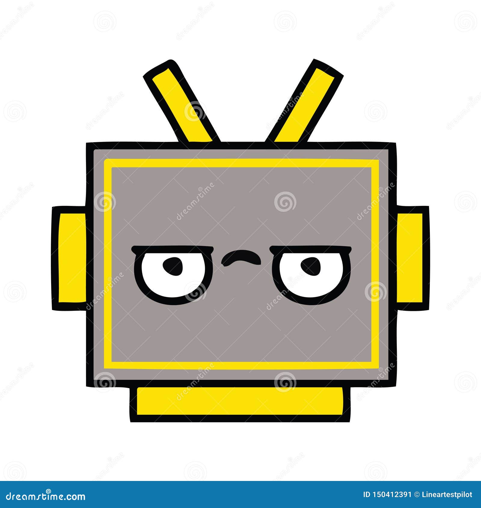 Cute Cartoon of a Robot Head Stock Vector - Illustration of technology ...