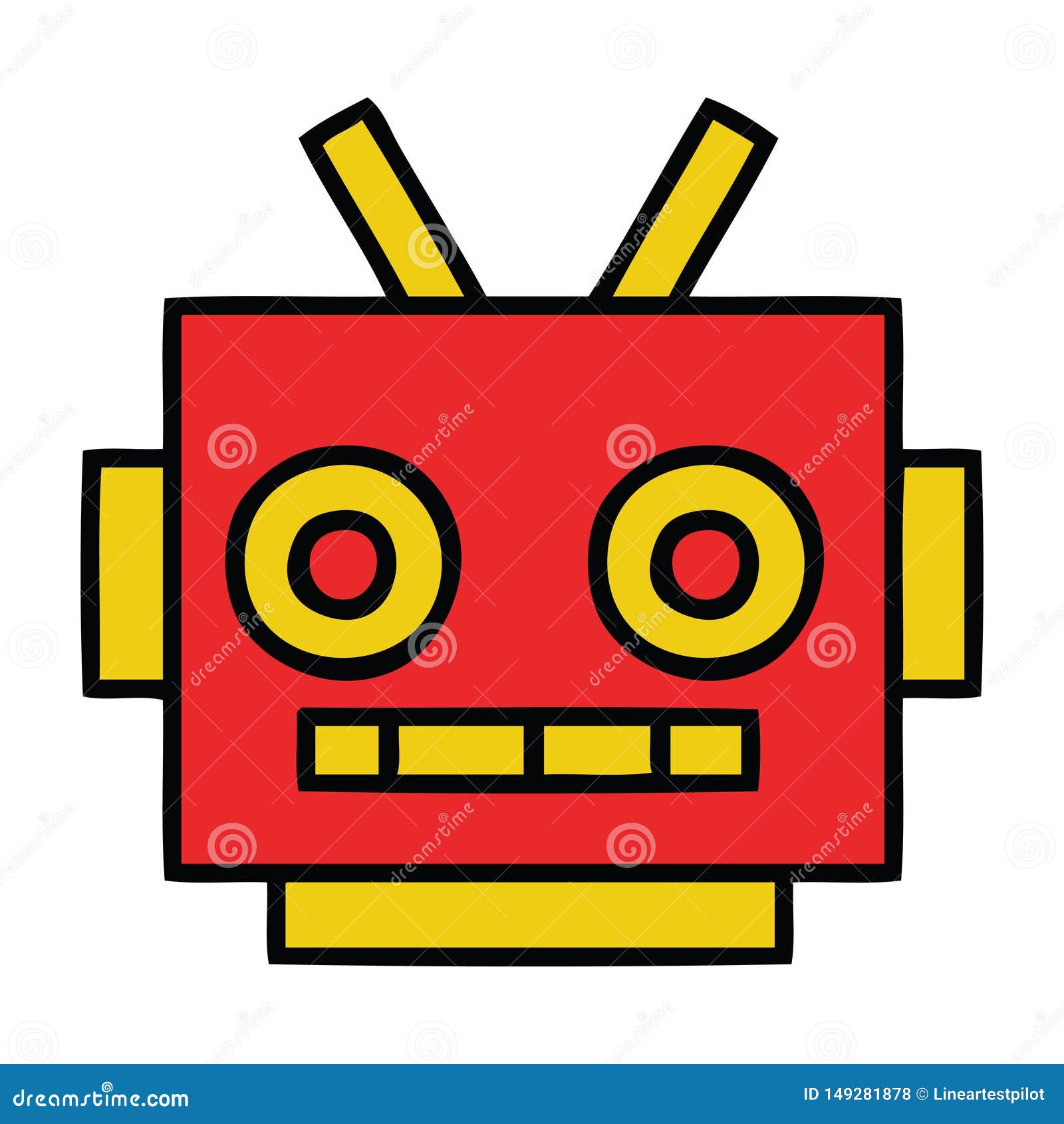 Cute cartoon robot head stock vector. Illustration of face - 149281878