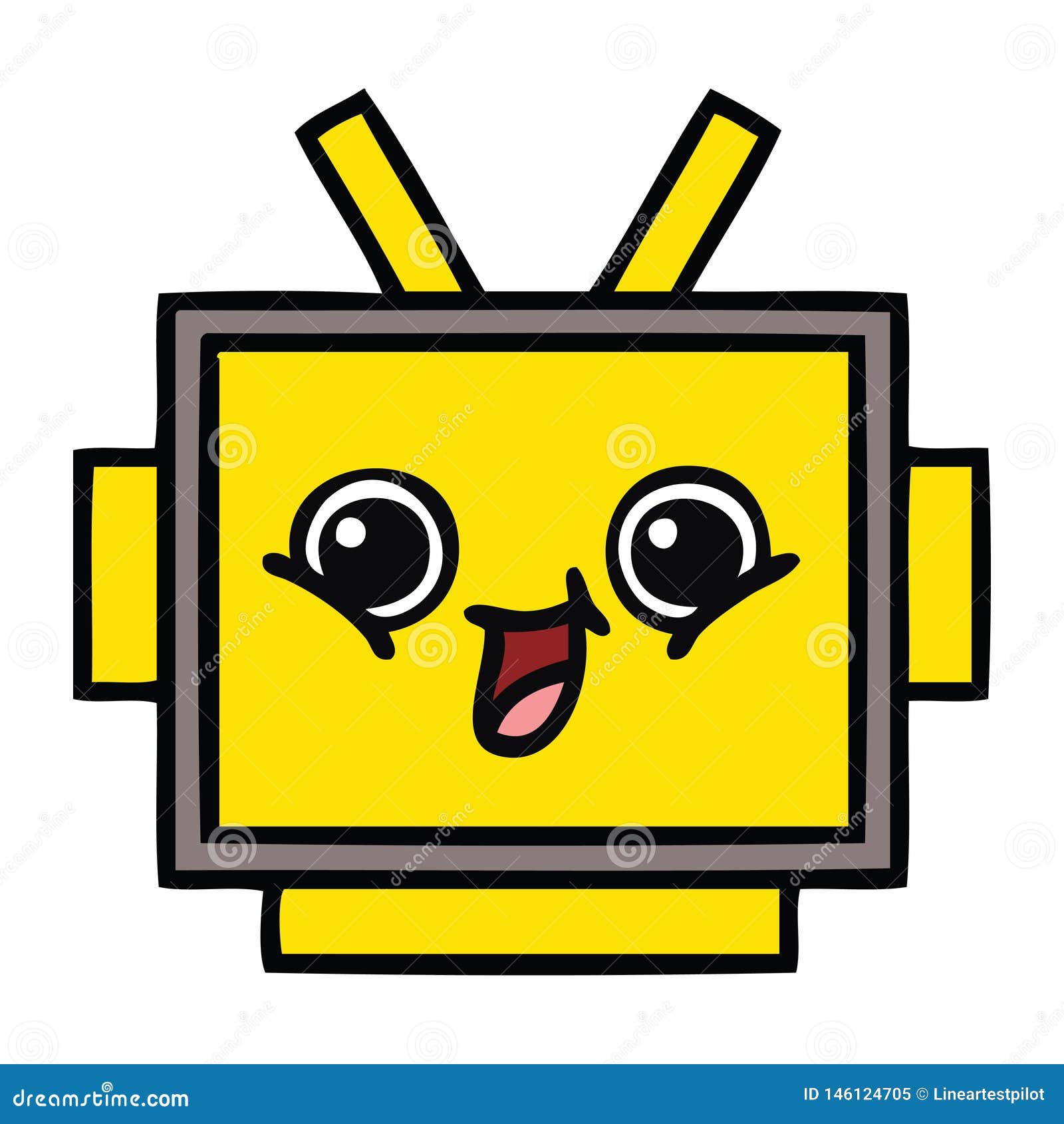 Cute Cartoon of a Robot Head Stock Vector - Illustration of cartoon ...