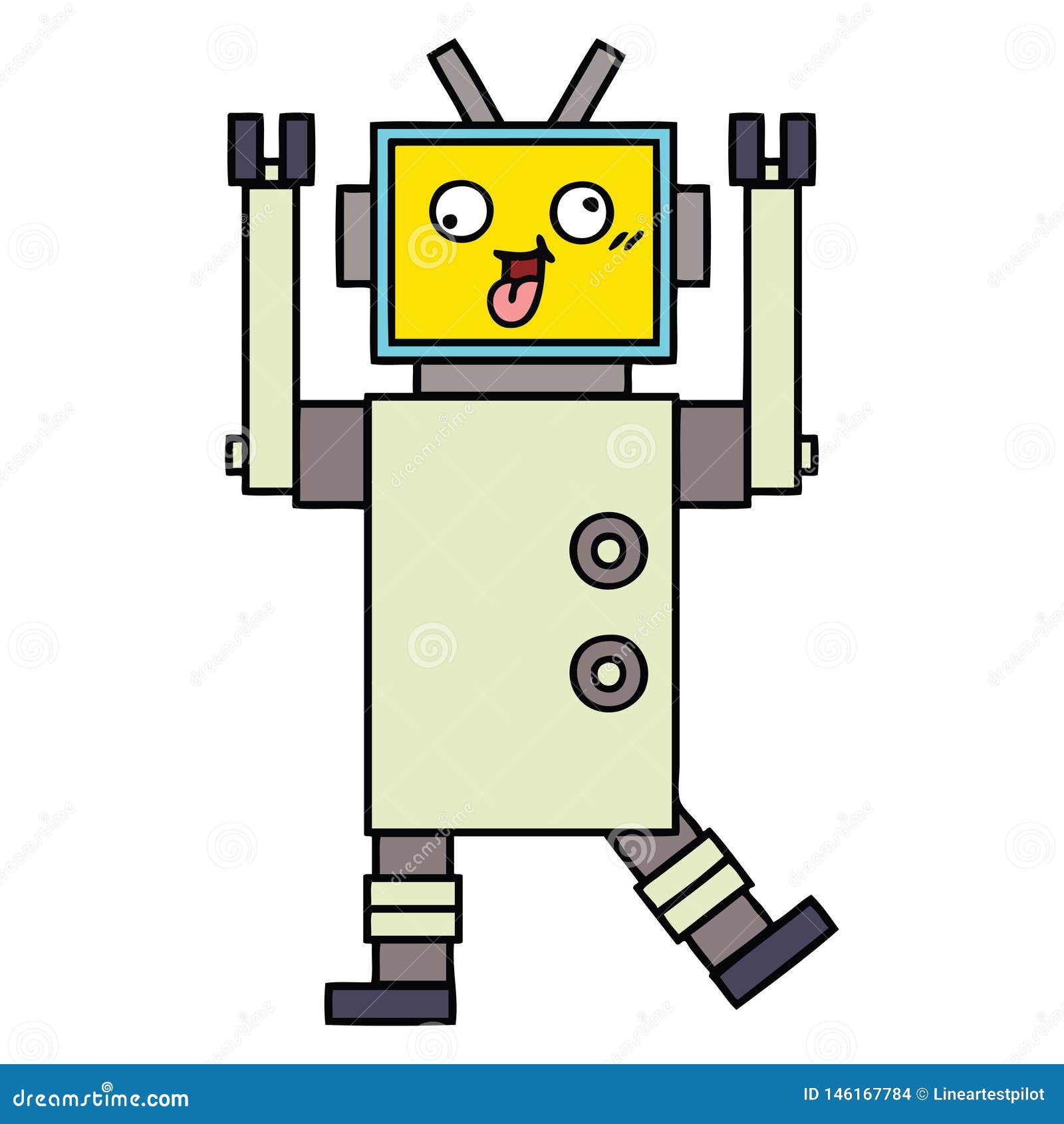 Cute cartoon of a robot stock vector. Illustration of drawing - 146167784