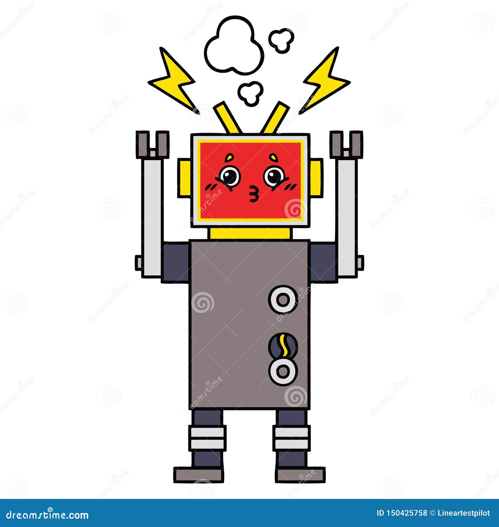 Cute Cartoon of a Robot Malfunction Stock Vector - Illustration of ...