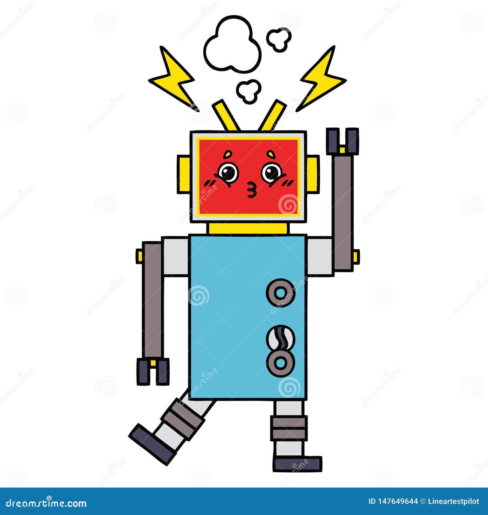 Cute Cartoon Robot Malfunction Stock Vector - Illustration of ...