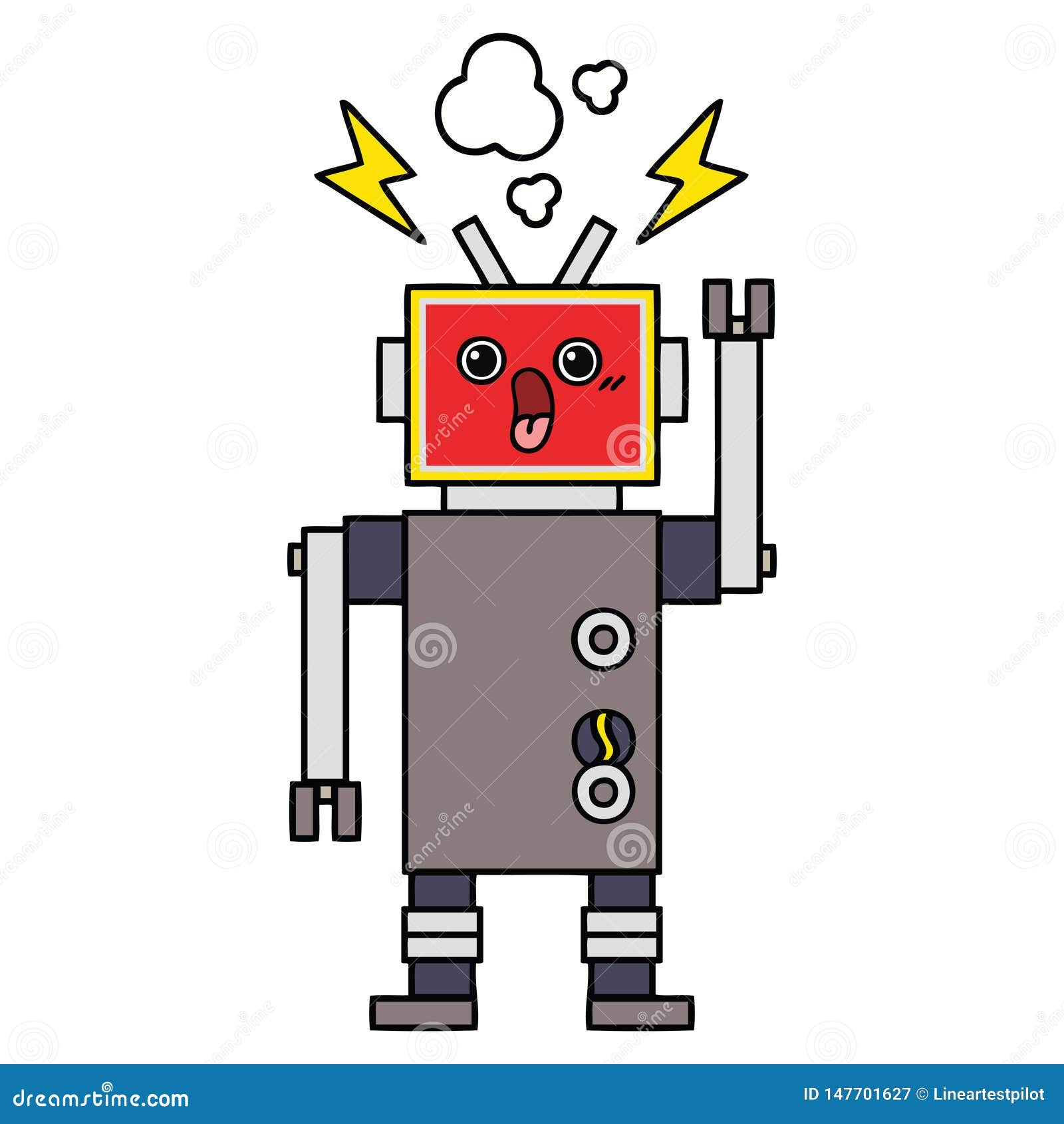 Cute Cartoon Robot Malfunction Stock Vector - Illustration of hand ...