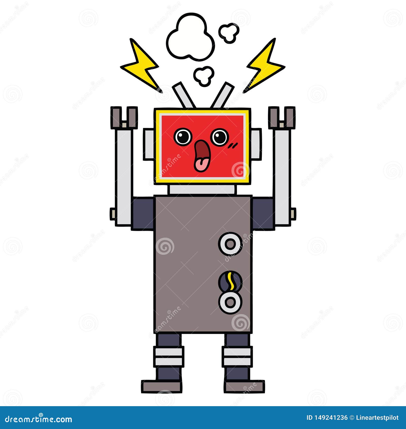 Cute Cartoon Robot Malfunction Stock Vector - Illustration of drawing ...