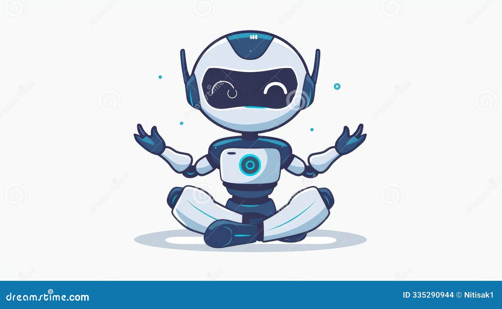 A Cute Cartoon of a Robot Teaching a Virtual Yoga Class Stock ...