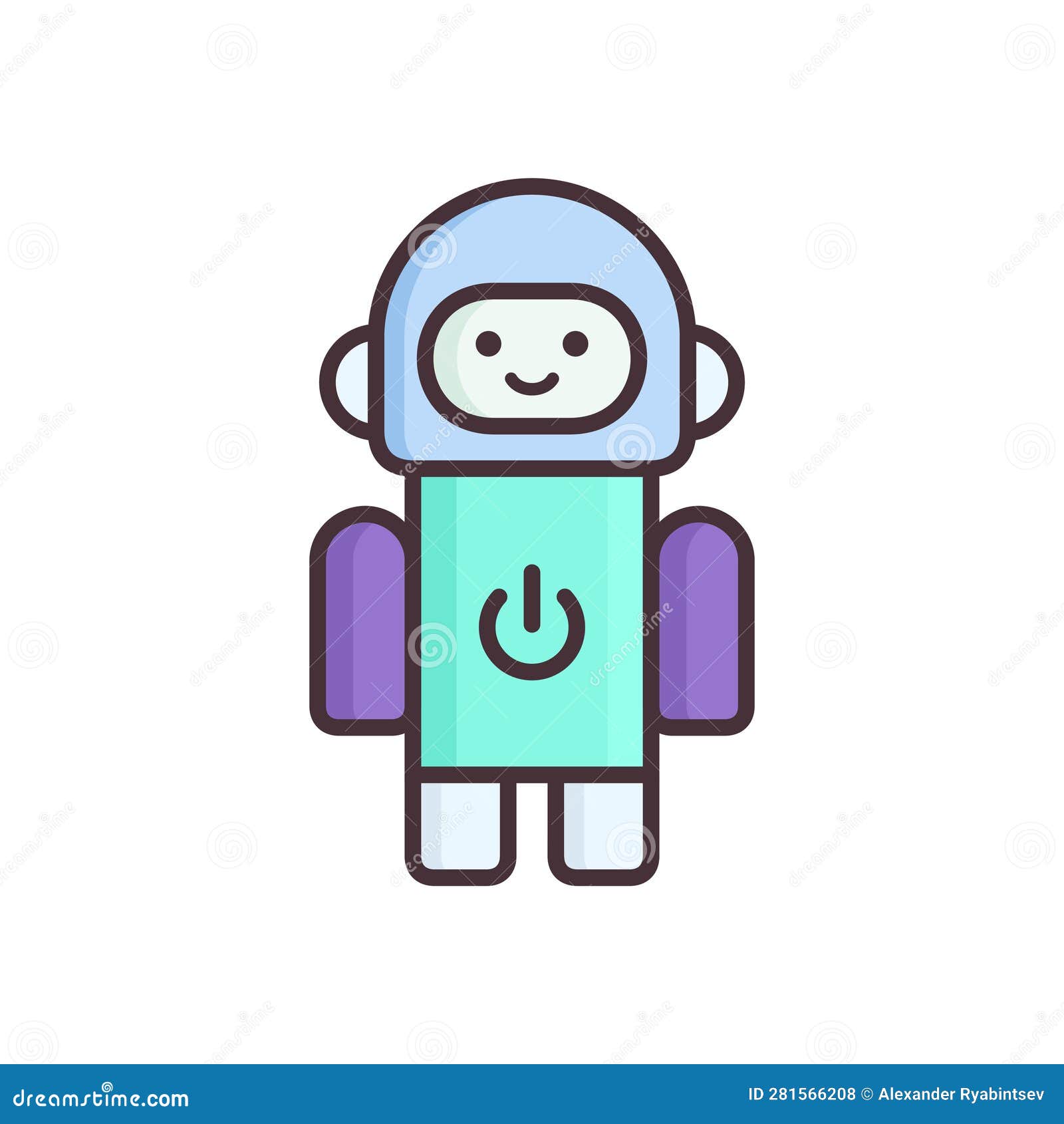 Cute Cartoon Robot Vector Illustration. Kawaii Robot. Stock Vector ...