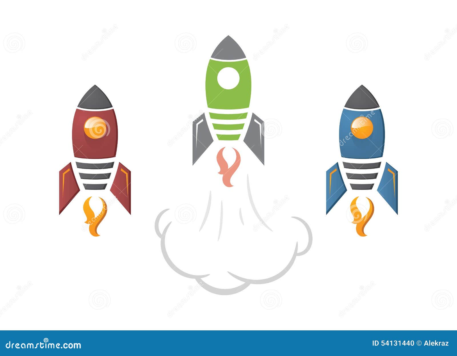 Cute Cartoon Rocket Illustration Stock Vector - Illustration of fire ...