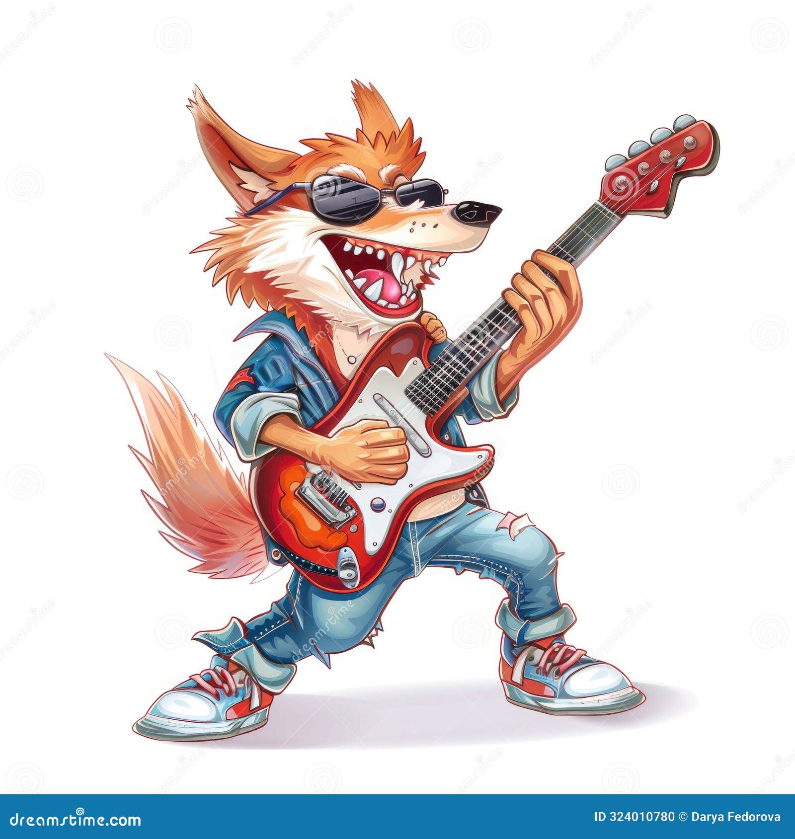 Animated Fox DJs Rocking The Party Scene Royalty-Free Stock Image ...