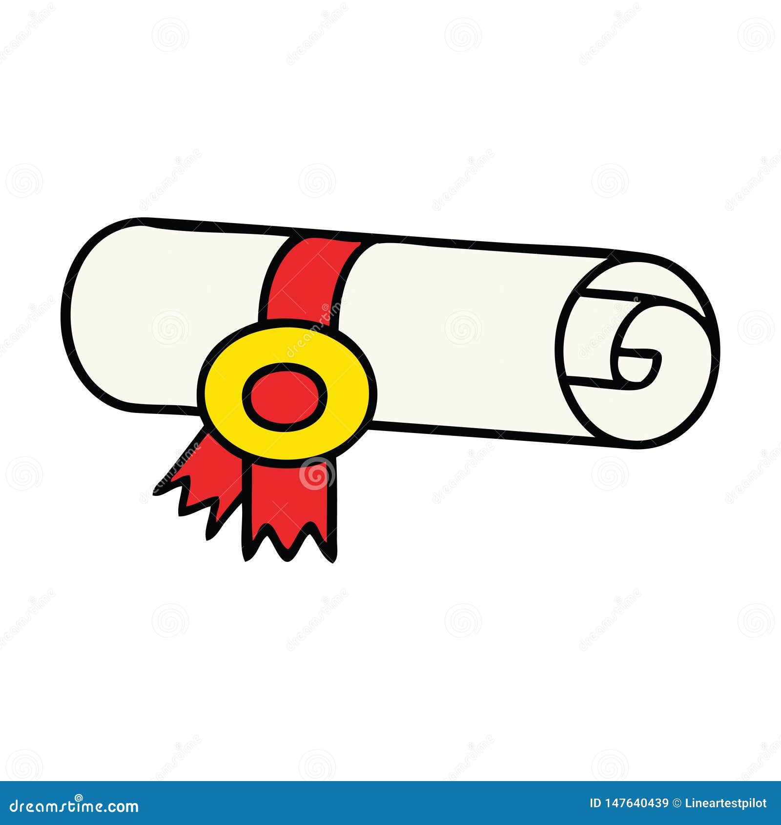 Cute Cartoon Rolled Certificate Stock Vector - Illustration of drawing ...
