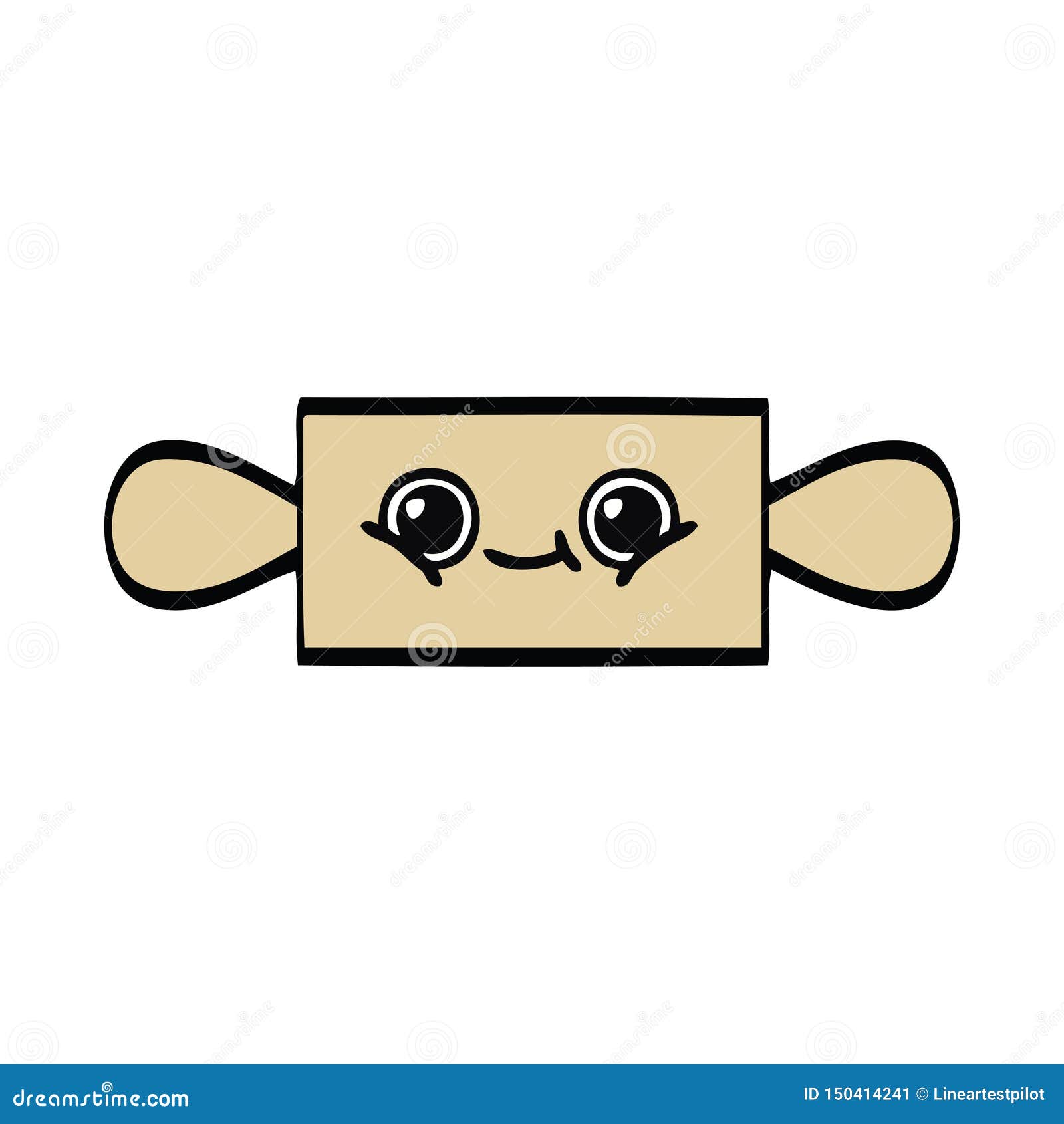 Cute Cartoon of a Rolling Pin Stock Vector - Illustration of cute ...