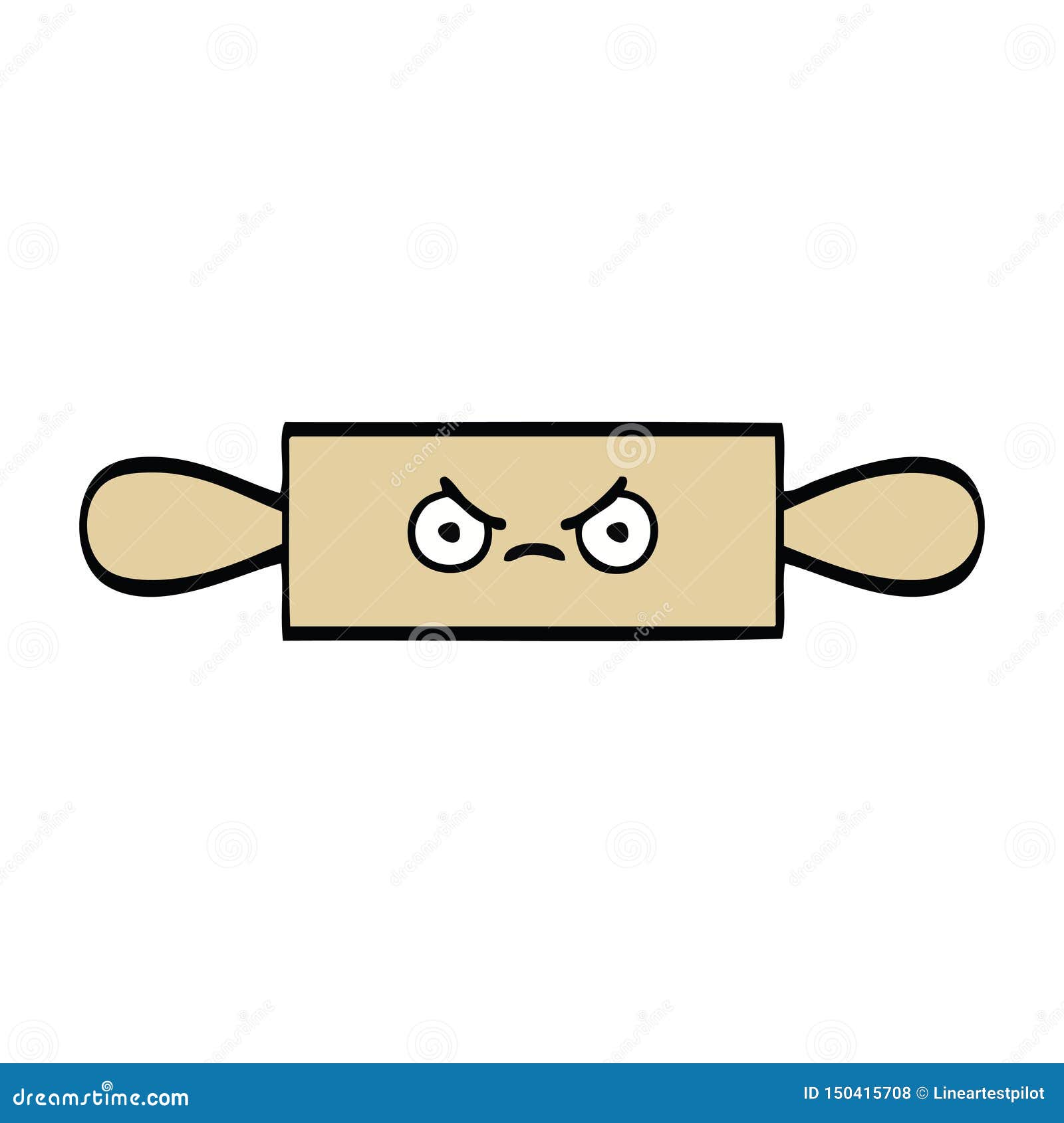 Cute Cartoon of a Rolling Pin Stock Vector - Illustration of hand ...