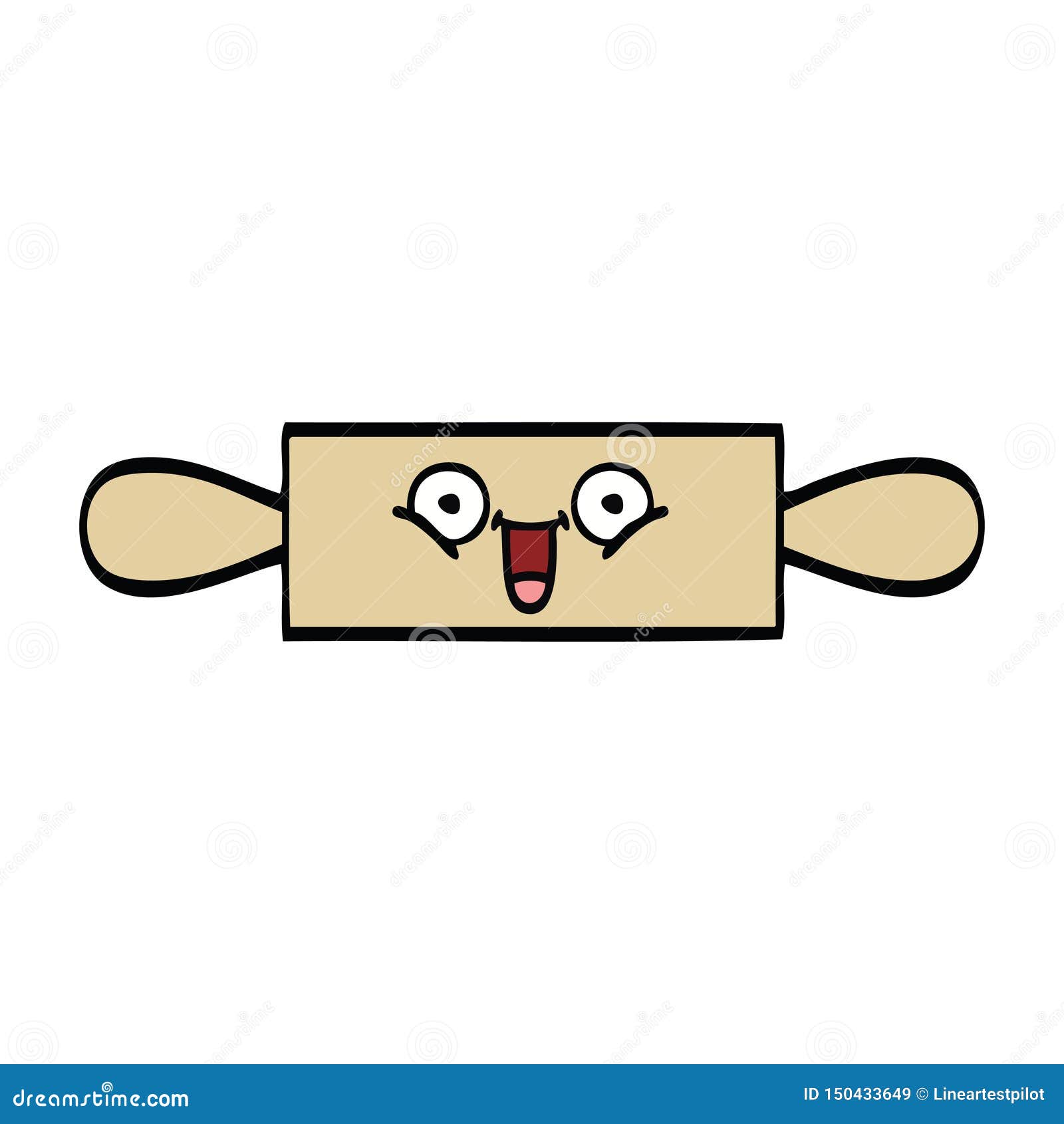 Cute Cartoon of a Rolling Pin Stock Vector - Illustration of rolling ...