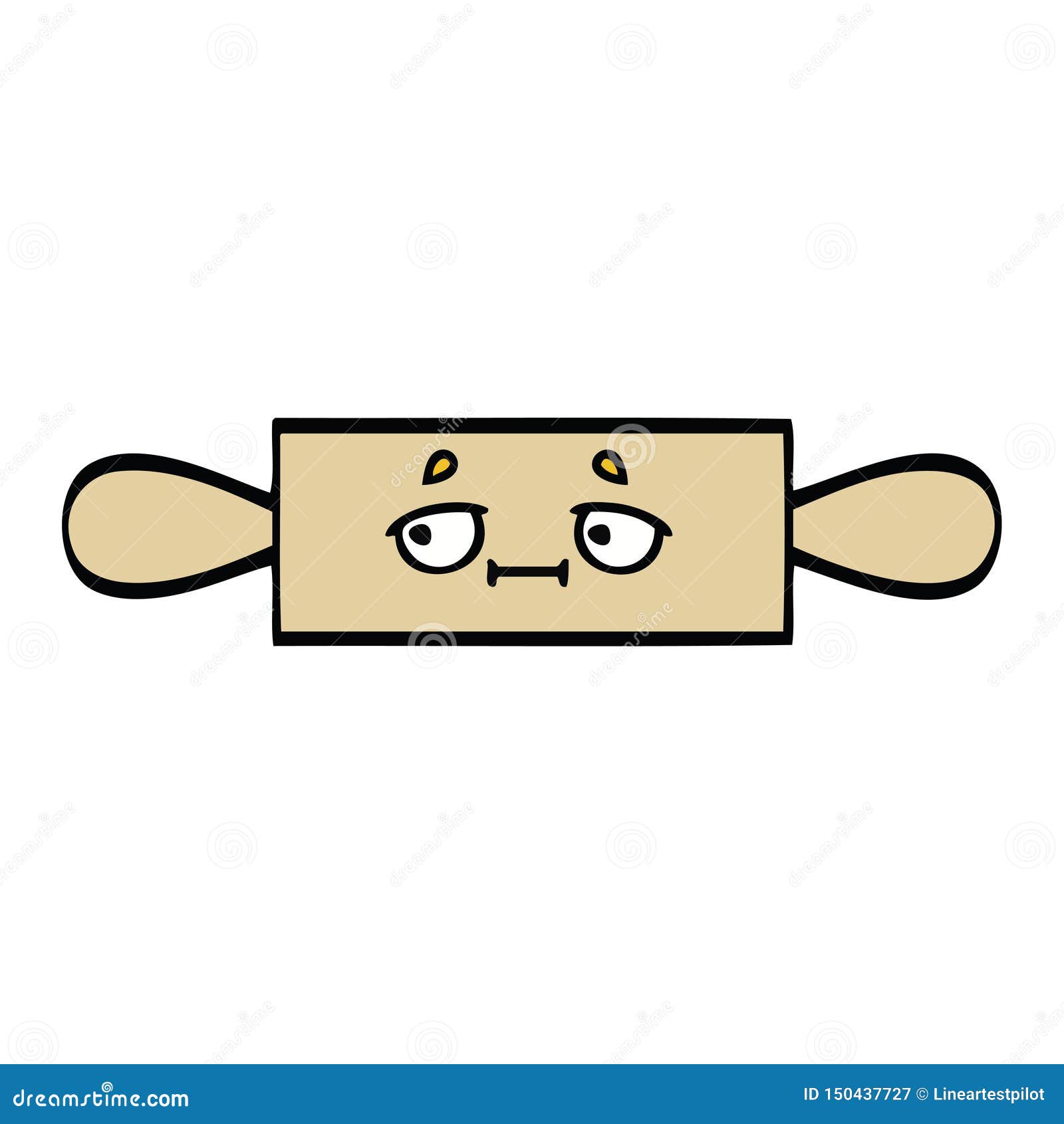 Cute Cartoon of a Rolling Pin Stock Vector - Illustration of drawing ...