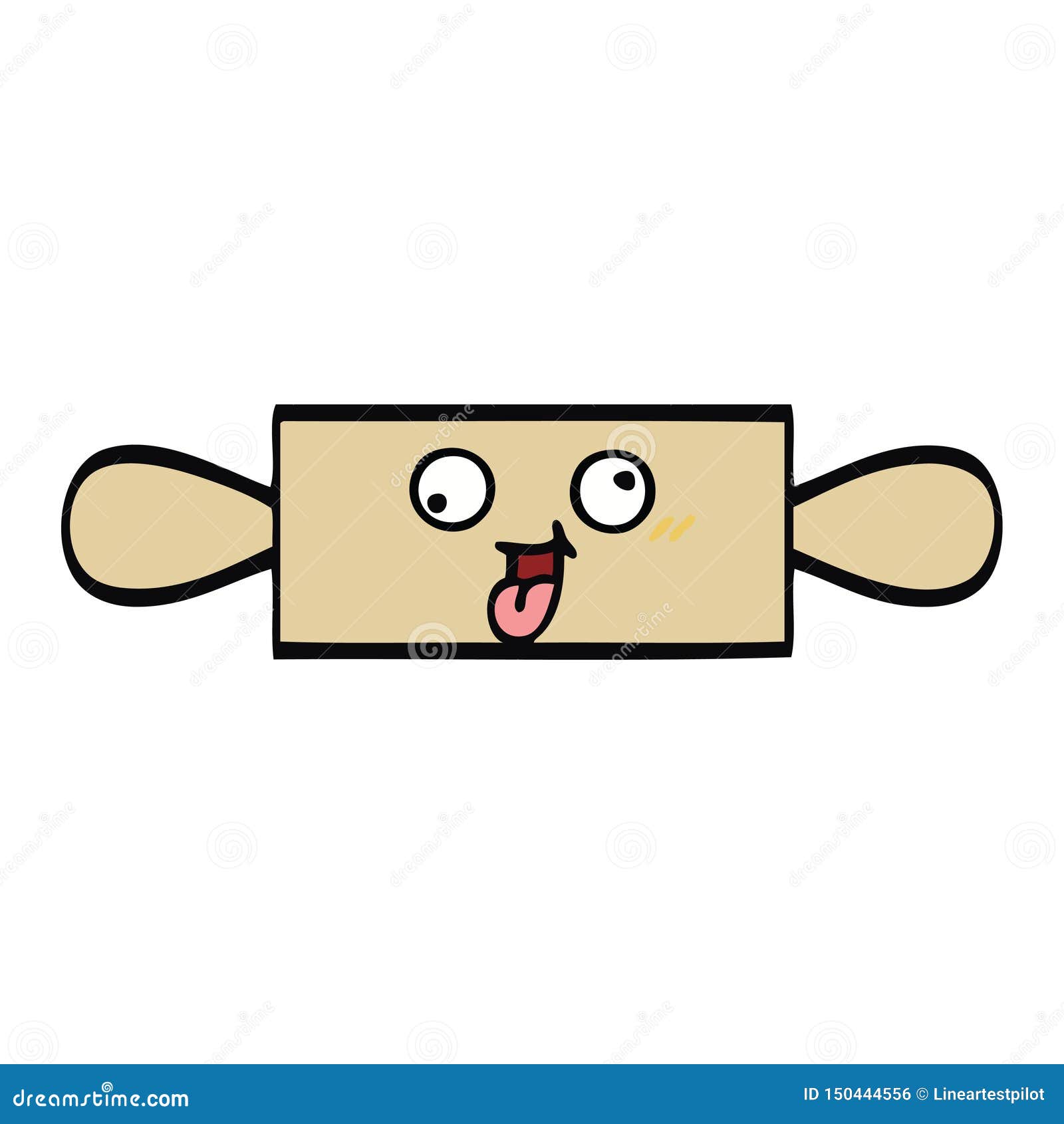 Cute Cartoon of a Rolling Pin Stock Vector - Illustration of cooking ...