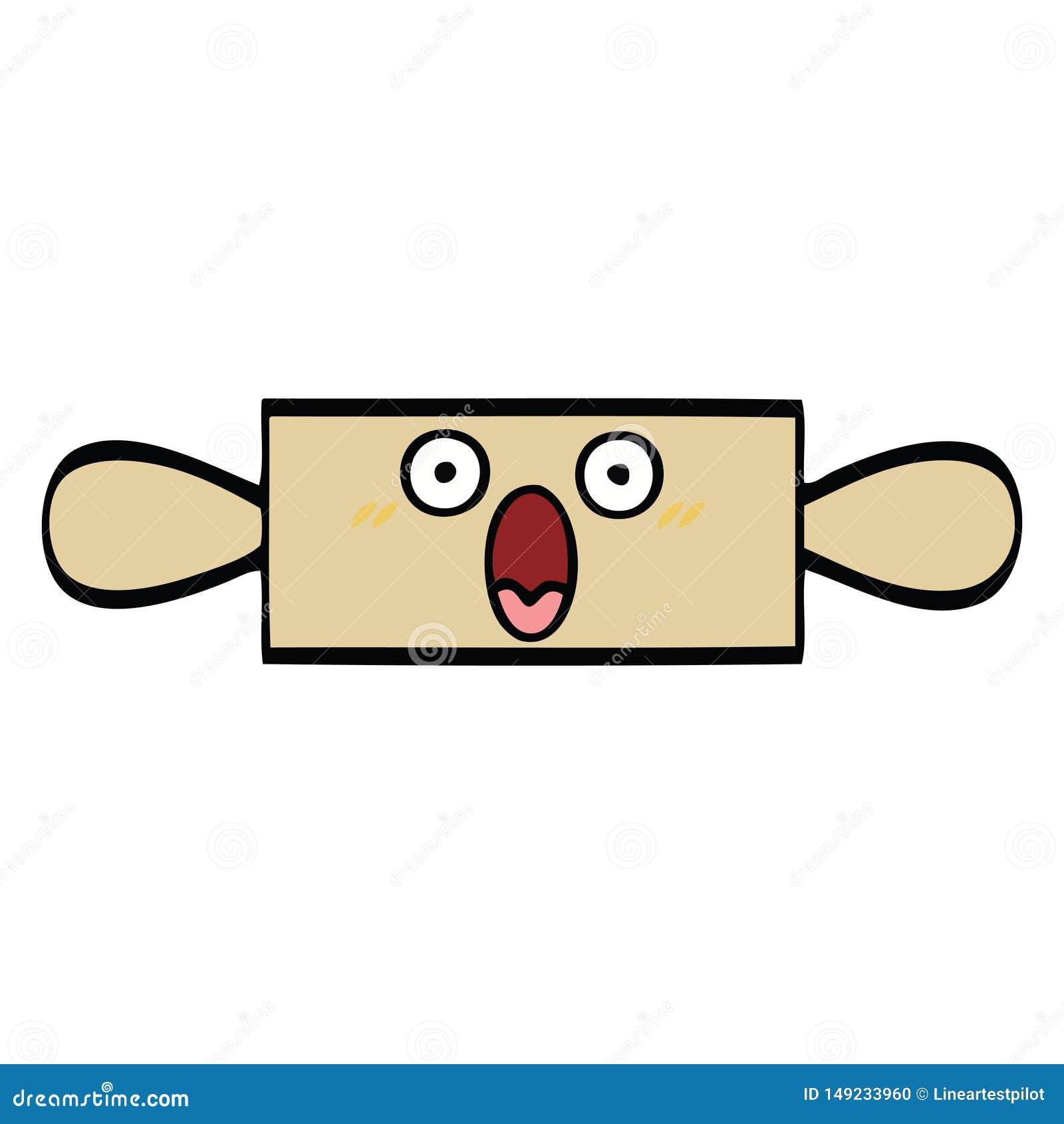 Cute cartoon rolling pin stock vector. Illustration of baking - 149233960