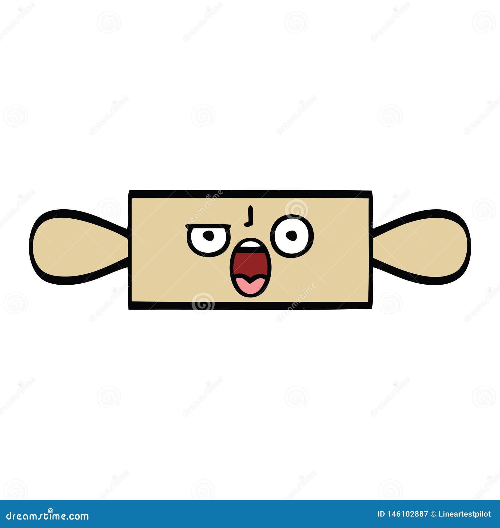 Cute Cartoon of a Rolling Pin Stock Vector - Illustration of rolling ...