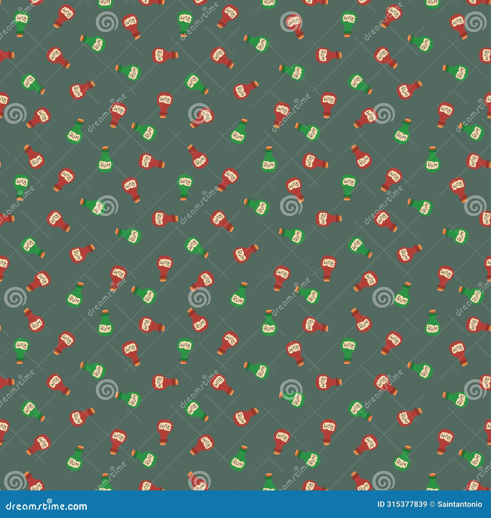 Cute Cartoon Rum Bottle Seamless Pattern Background. Vector ...