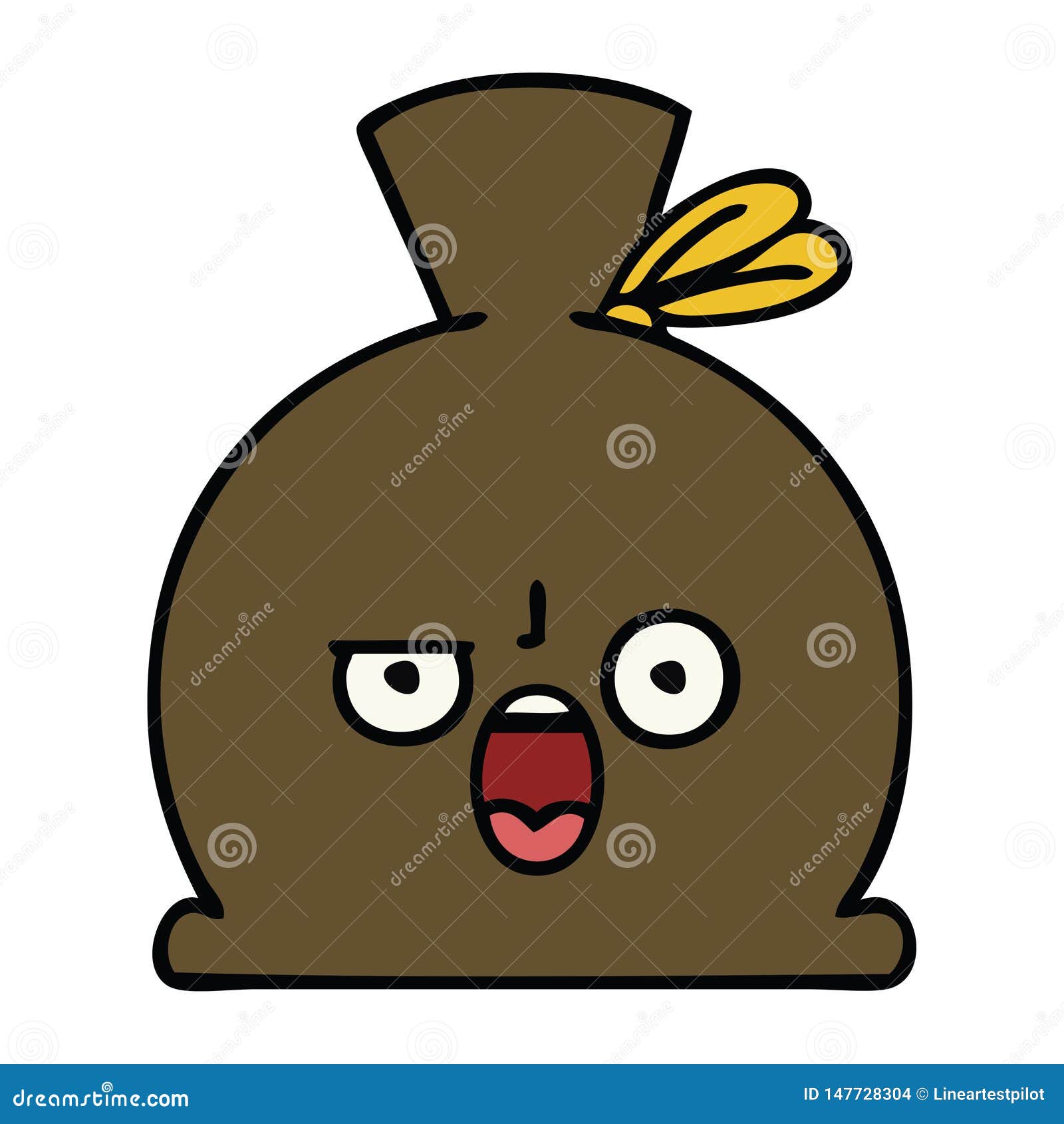 Cute cartoon sack stock vector. Illustration of hand - 147728304