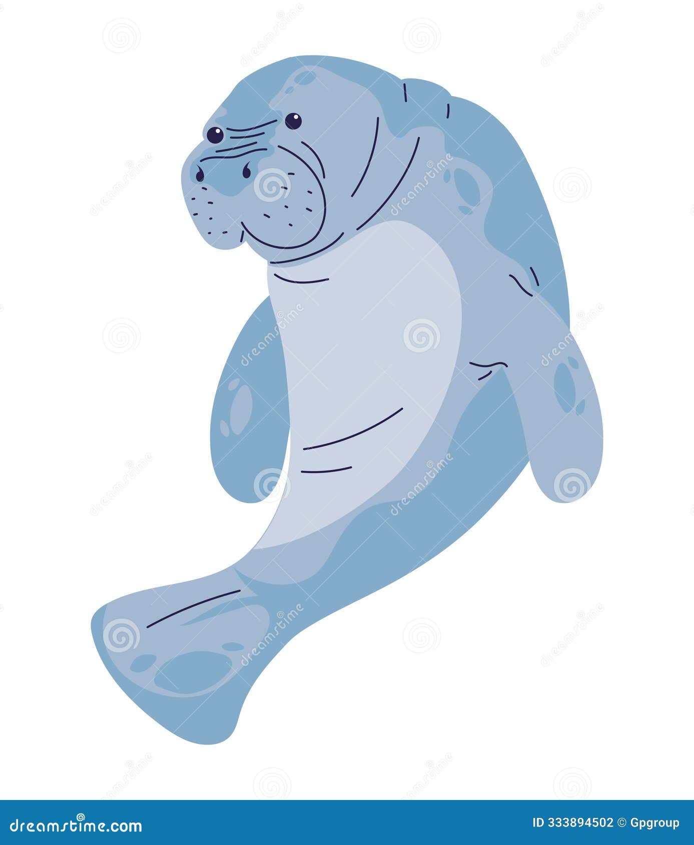 Cute cartoon sea cow stock illustration. Illustration of seacow - 333894502