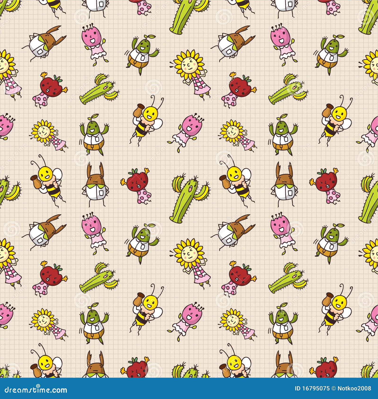 Cute Cartoon Seamless Pattern Stock Vector - Illustration of ladybug ...