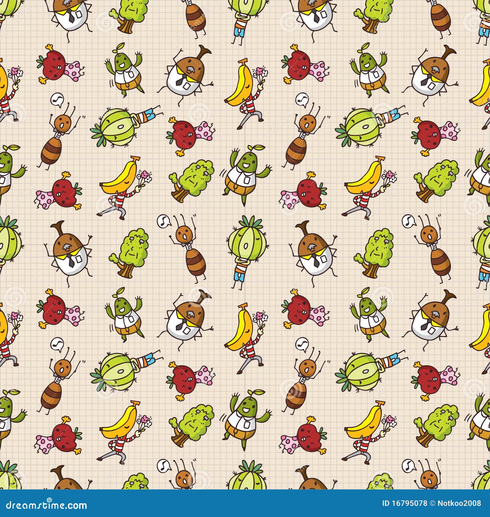 Cute Cartoon Seamless Pattern Stock Vector - Illustration of garden ...