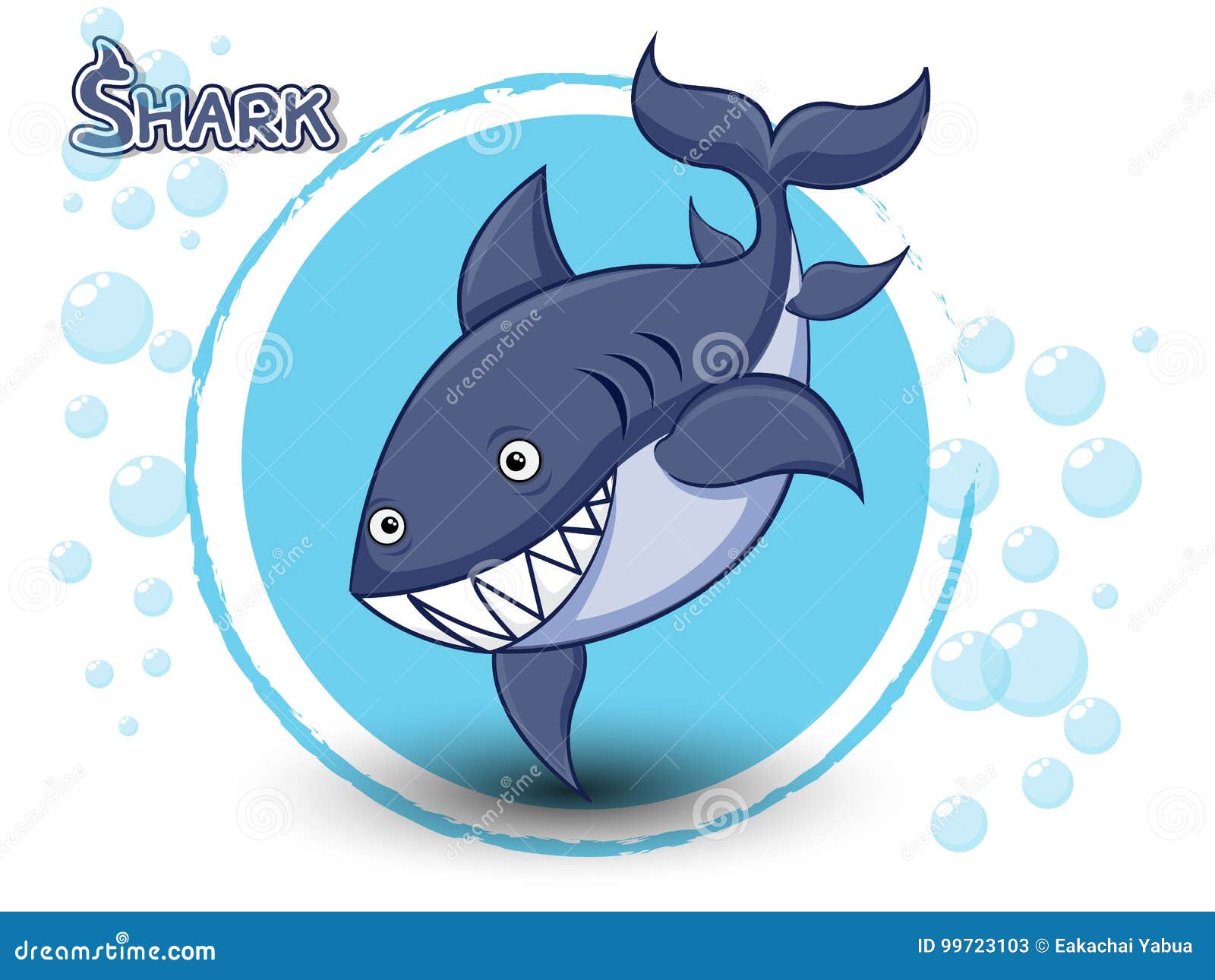Cute Cartoon Shark on a Color Background Stock Vector - Illustration of ...