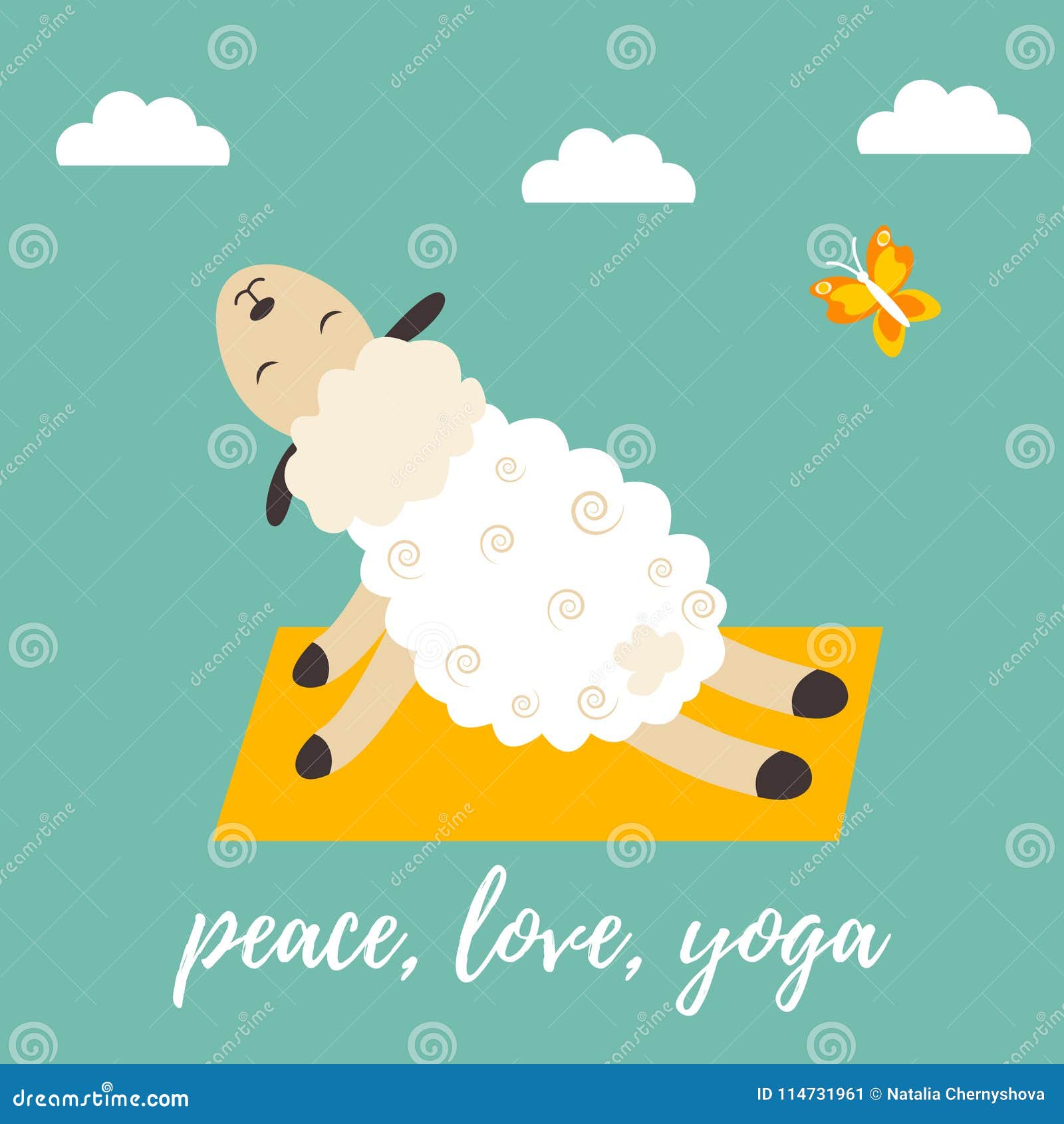 Cute Cartoon Sheep Doing Some Yoga Exercises Stock Vector ...