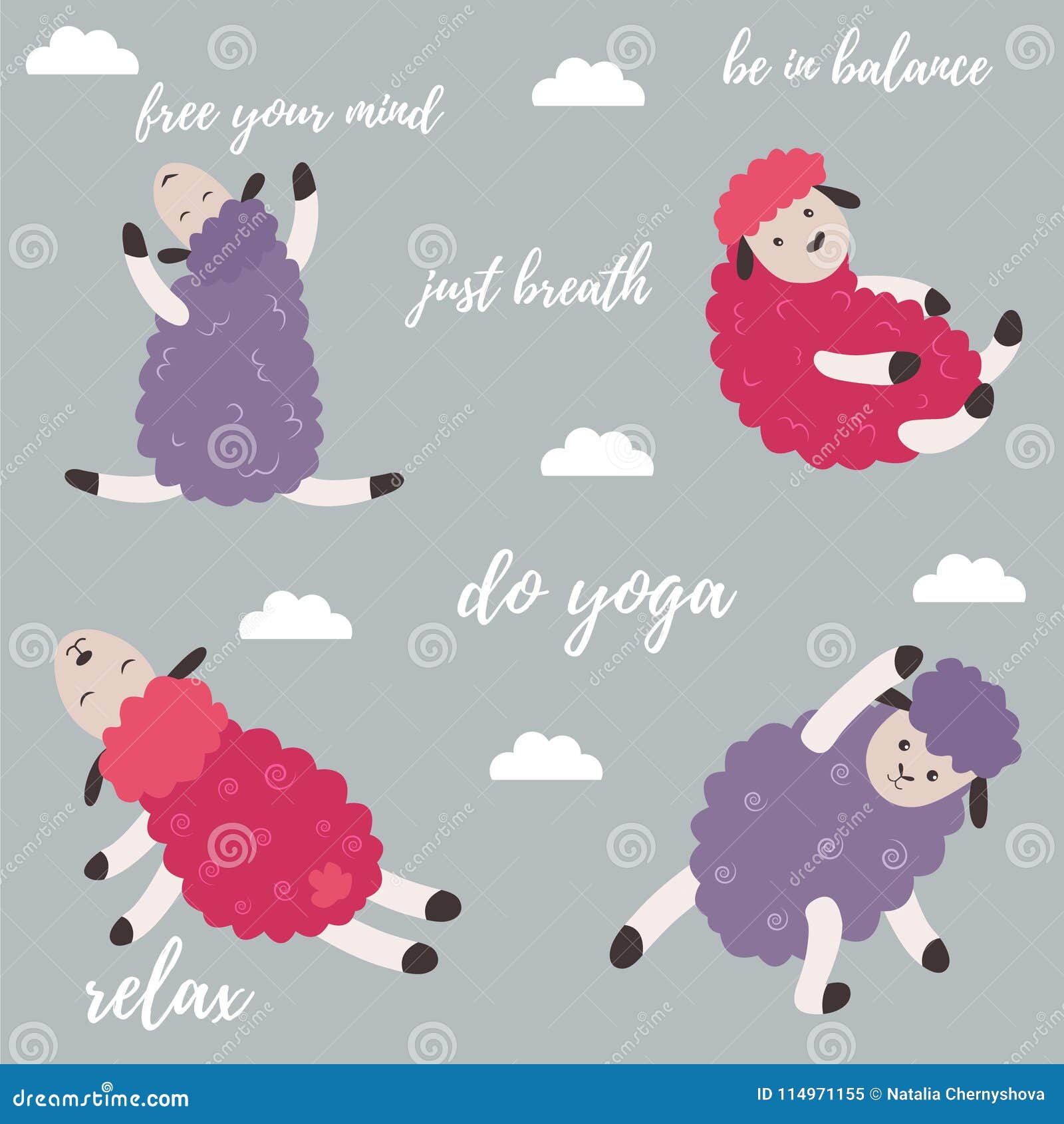 Cute Cartoon Sheep Doing Some Yoga Exercises Stock Vector ...