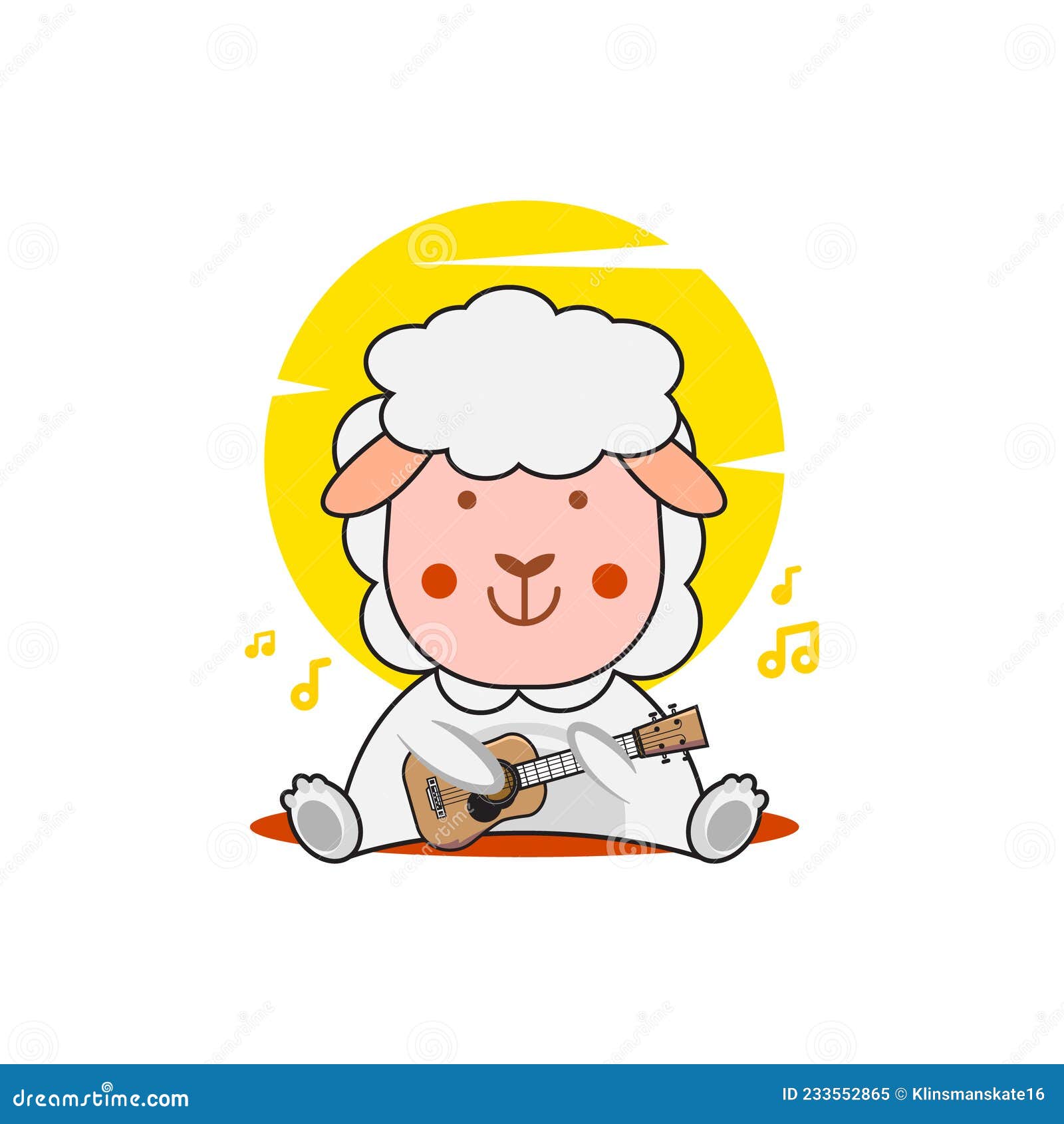 Sheep Playing The Piano, Cute Musician Animal Cartoon Character With ...