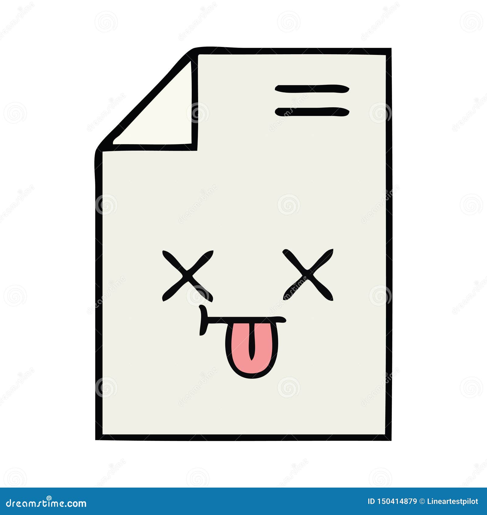 Cute Cartoon of a Sheet of Paper Stock Vector - Illustration of retro ...