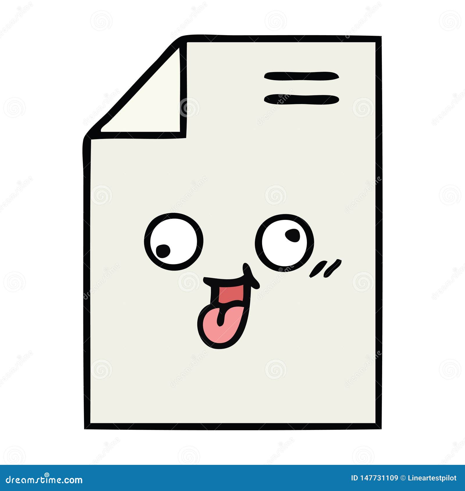 Cute Cartoon Sheet of Paper Stock Vector - Illustration of work, face ...