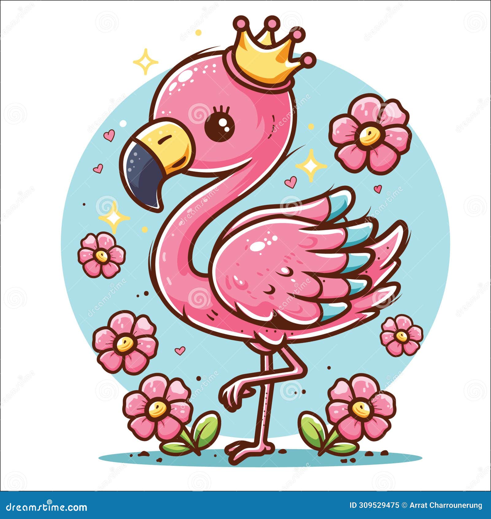Cute Cartoon Shibi Flamingo Character. 9 March 2022. Stock Illustration ...