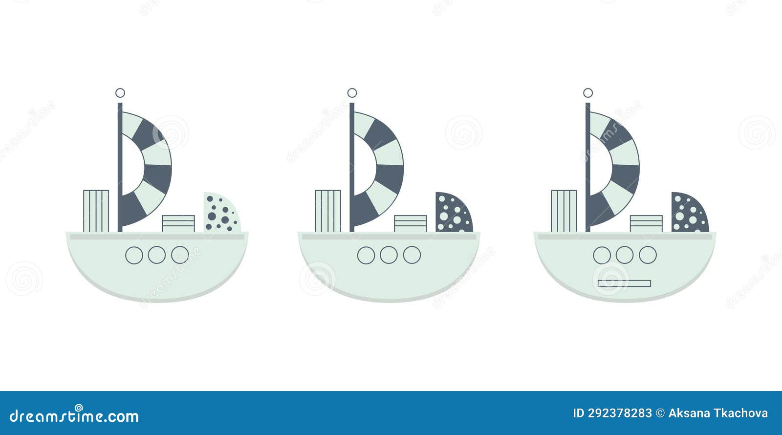 Cute Cartoon Ship for Children S Design, Vector Illustration in Flat ...