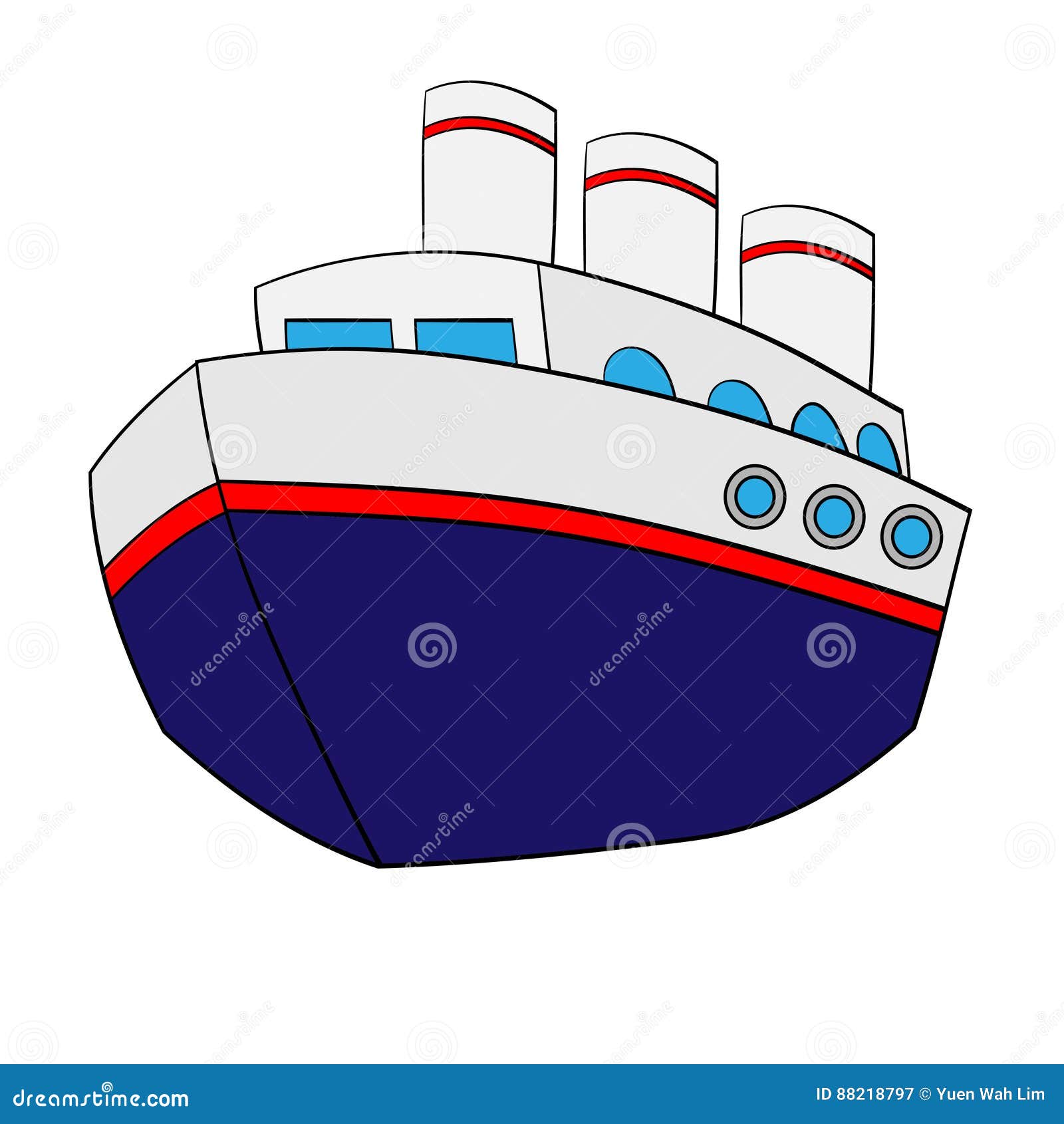 Cute Cartoon Ship stock vector. Illustration of nautical - 88218797