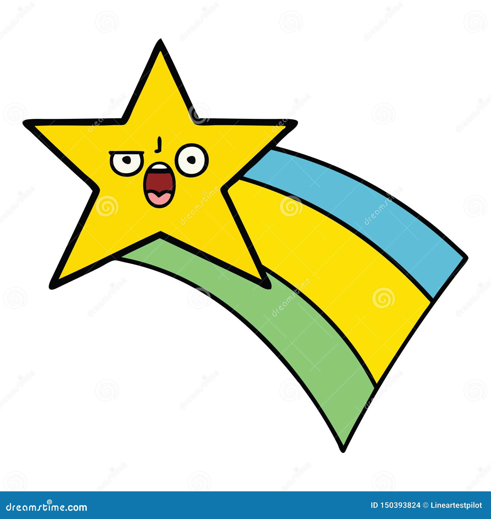 Cute Cartoon of a Shooting Rainbow Star Stock Vector - Illustration of ...