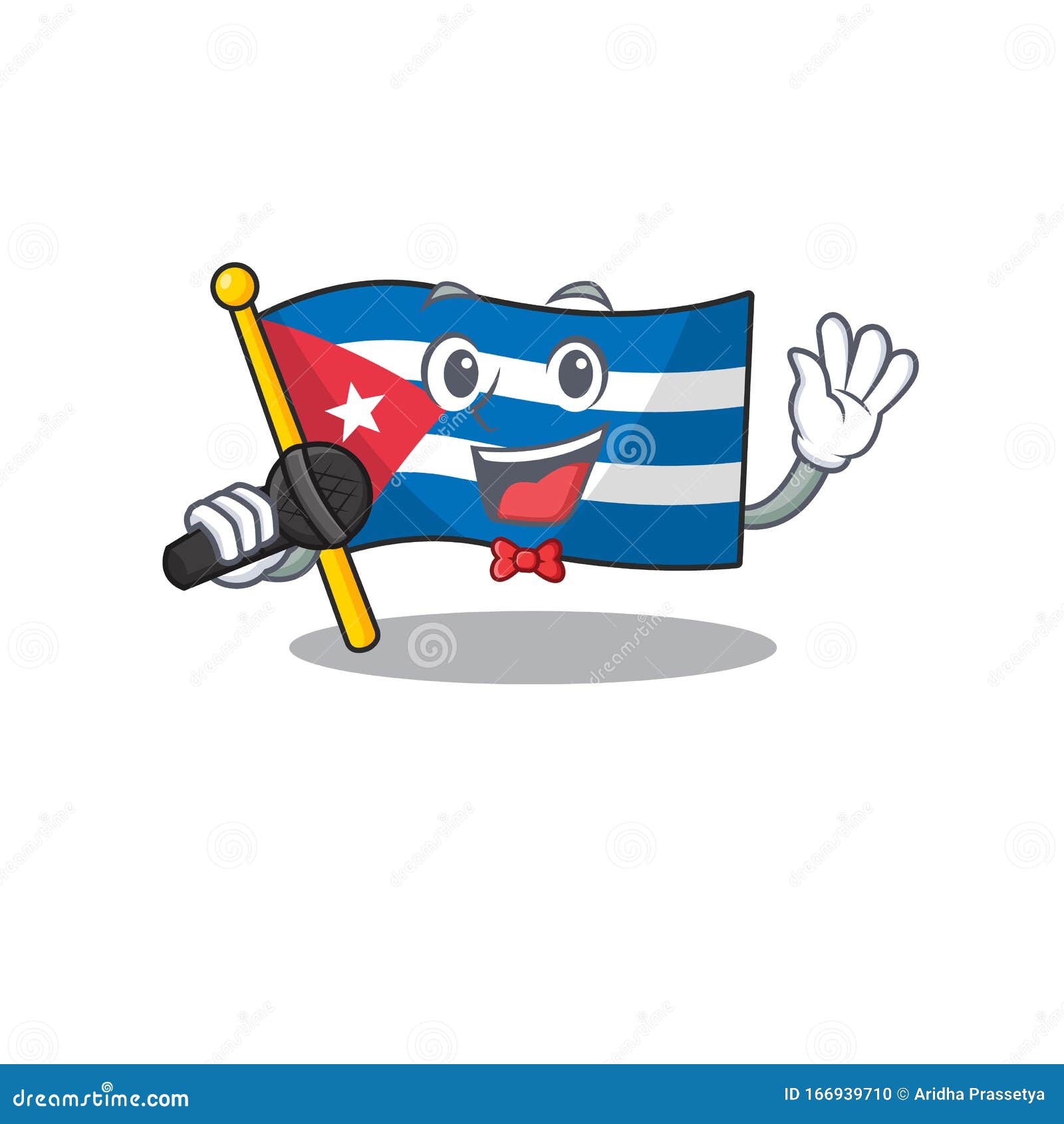 Cute Cartoon Singing Flag Cuba Scroll with a Microphone Stock Vector ...