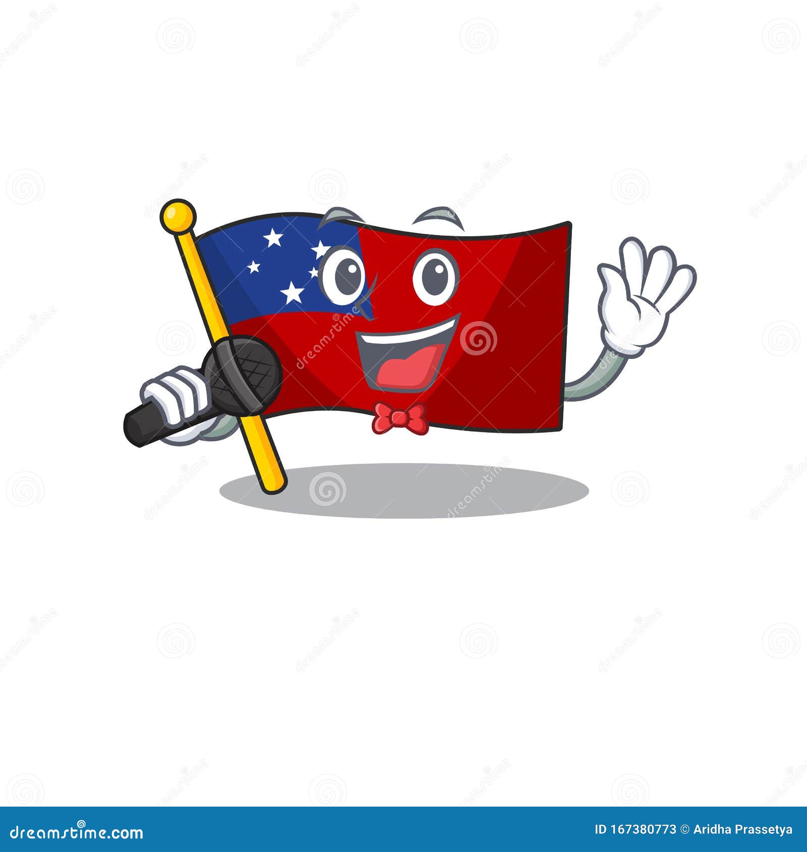 Cute Cartoon Singing Flag Samoa Scroll with a Microphone Stock Vector ...