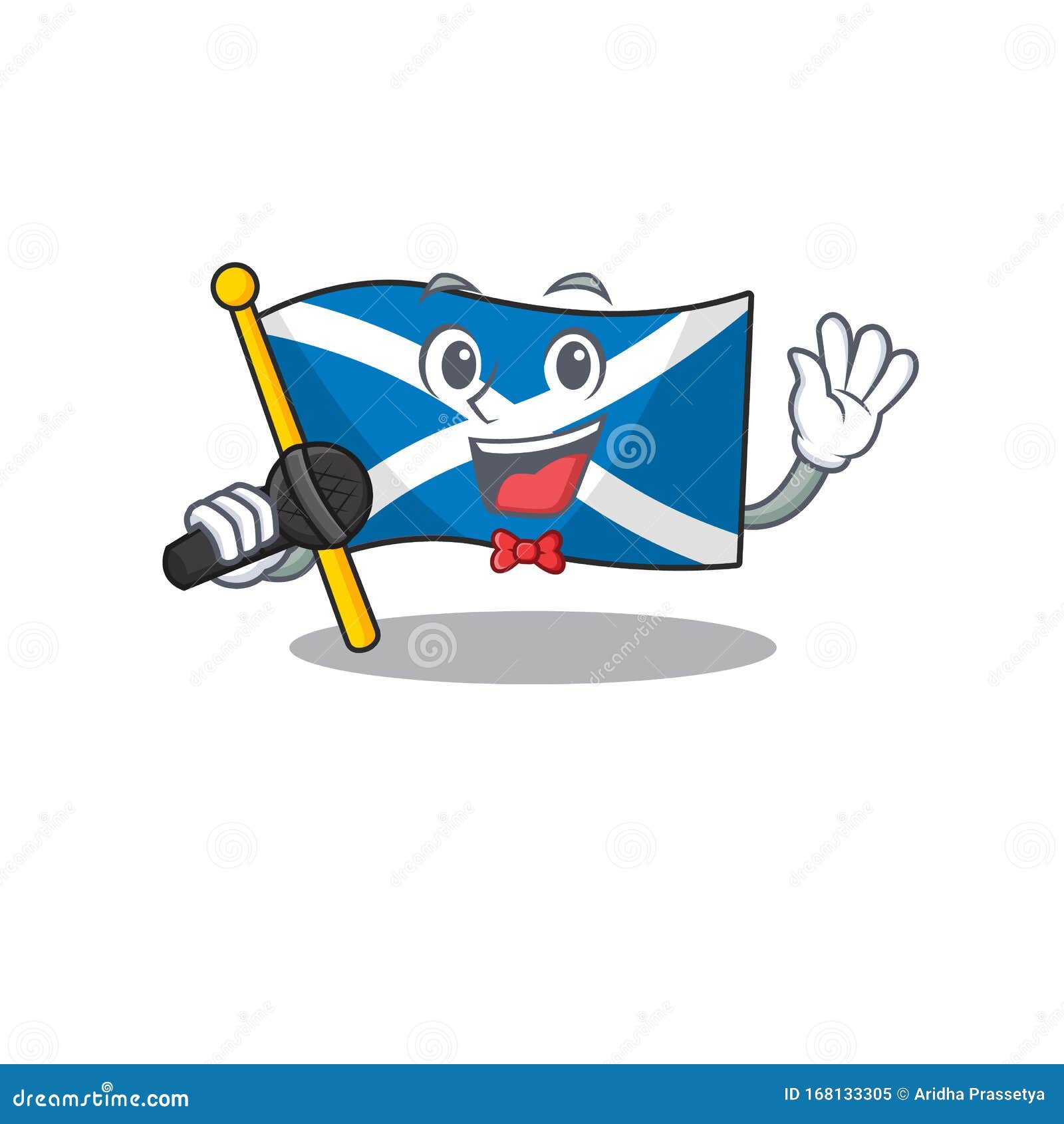 Cute Cartoon Singing Flag Scotland Scroll with a Microphone Vector ...