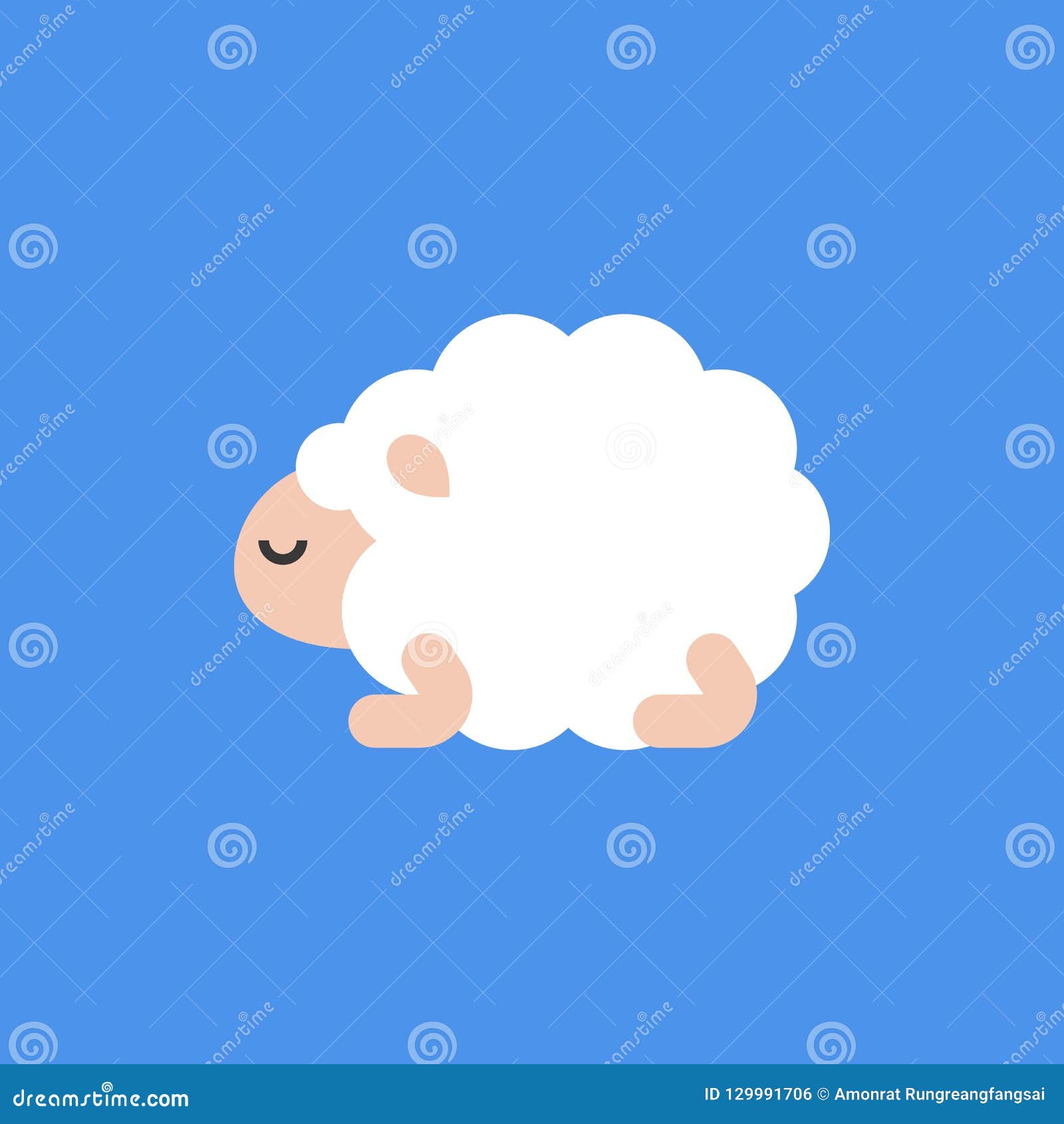 Cute Cartoon Sleeping Sheep, Flat Design Vector Stock Vector ...