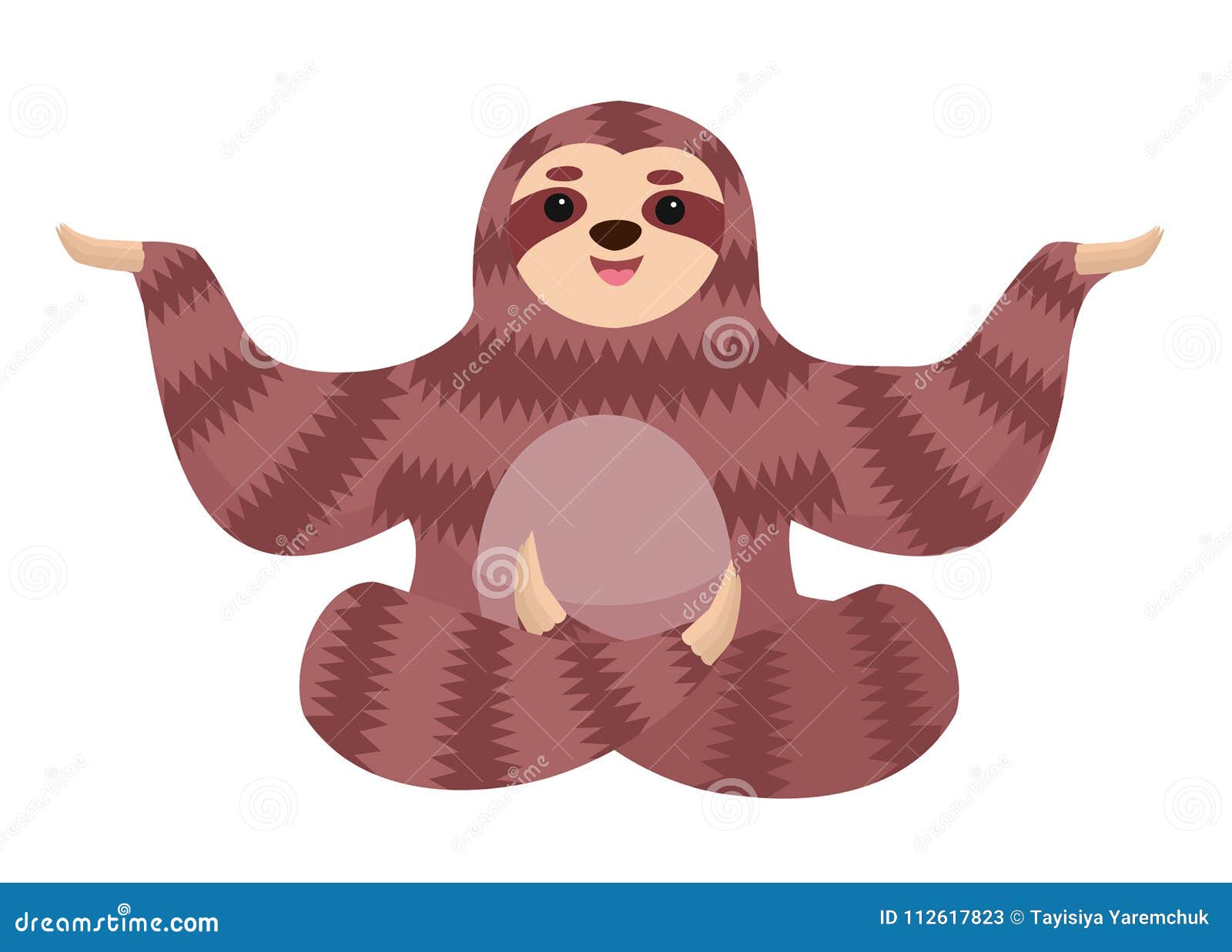 Cute Cartoon Sloth Sitting in a Yoga Pose. Vector Illustration. Stock ...