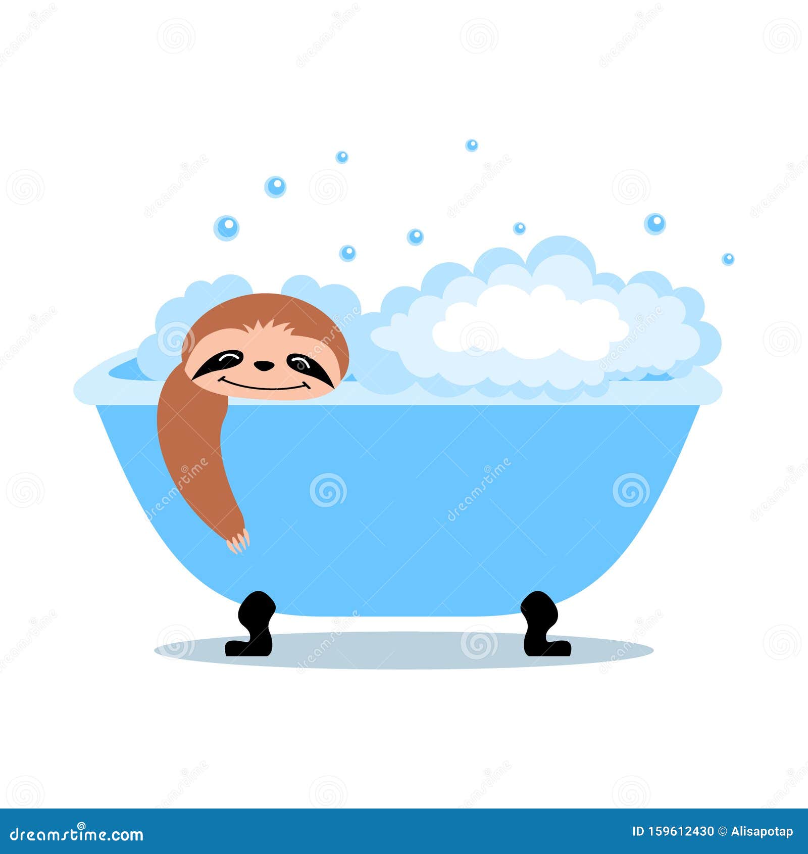 Cute Cartoon Sloth Taking a Bath Stock Vector - Illustration of cute ...
