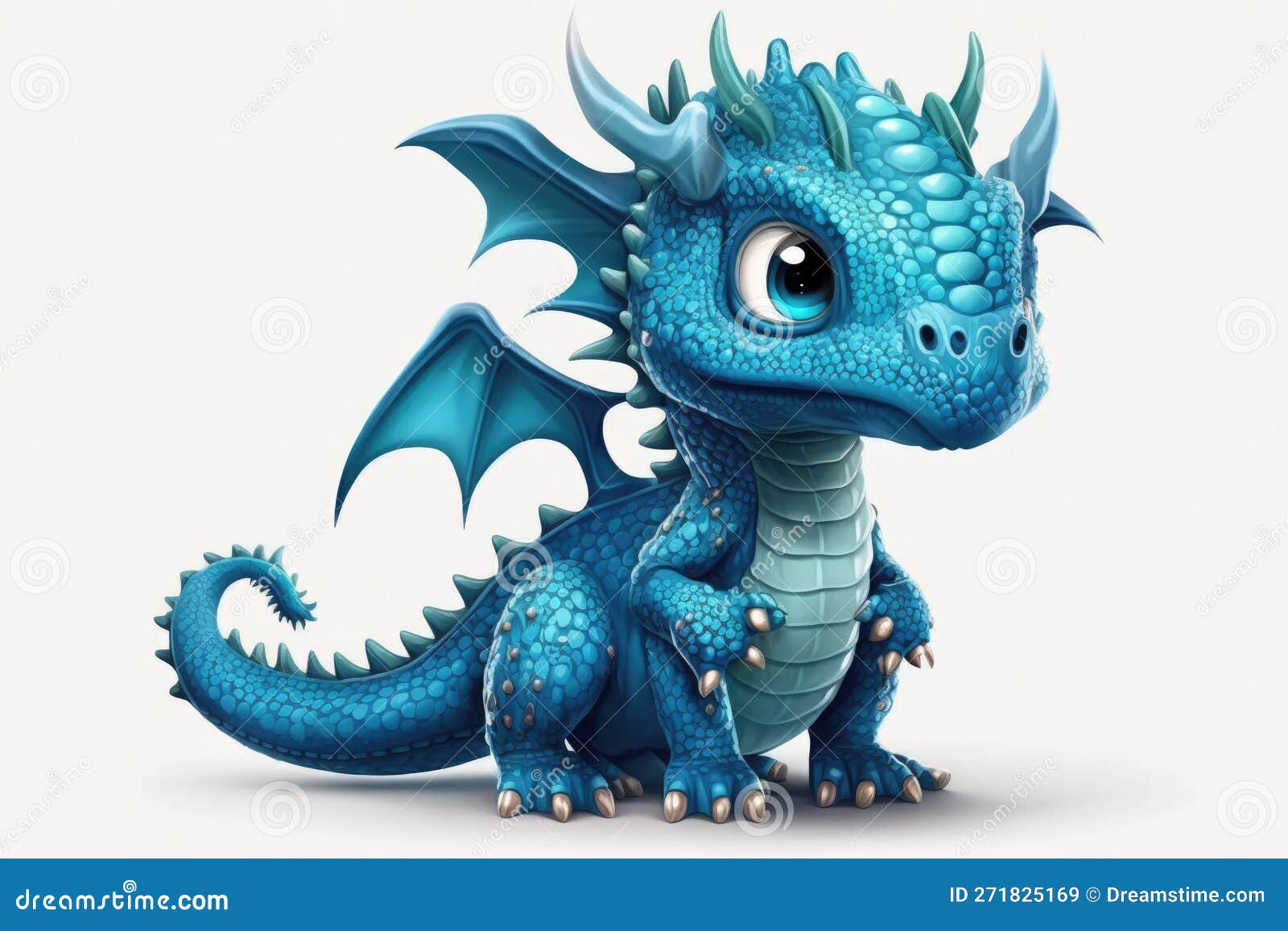Cute Cartoon Small Blue Dragon Character Stock Illustration ...