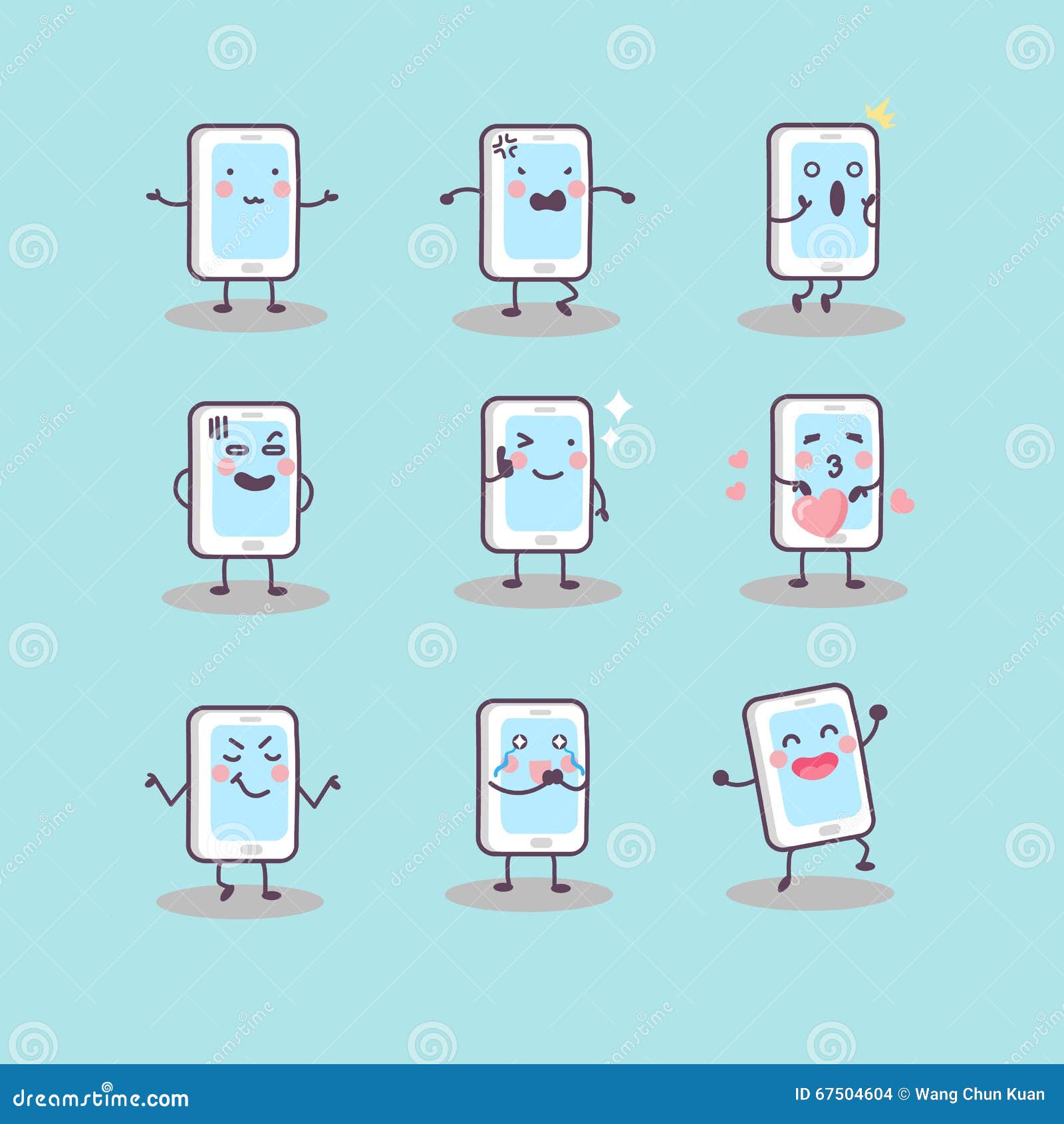 Cute cartoon smart phone stock vector. Illustration of icon - 67504604