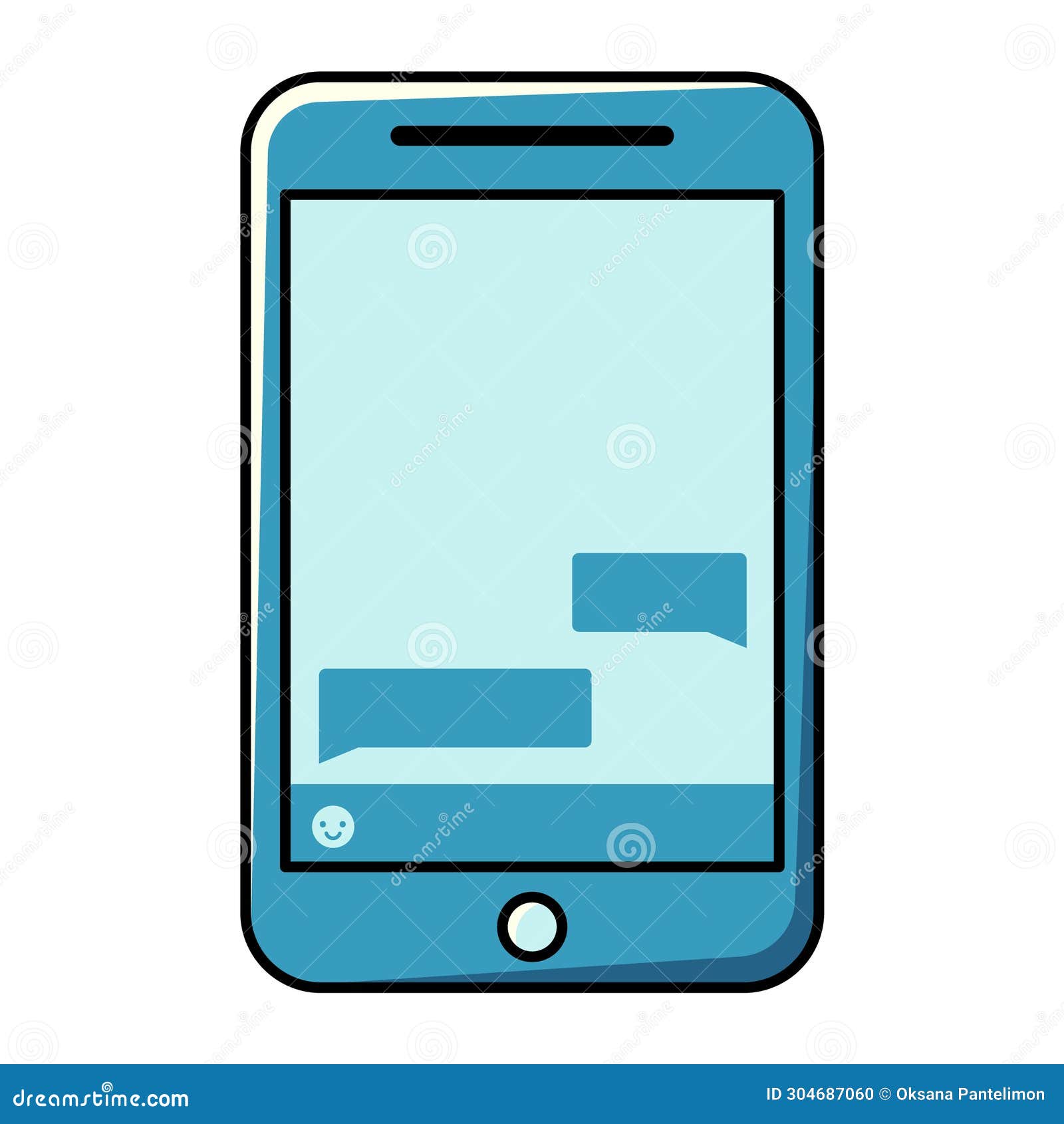 Cute Cartoon Smartphone with Messenger on the Screen. Isolated Doodle ...