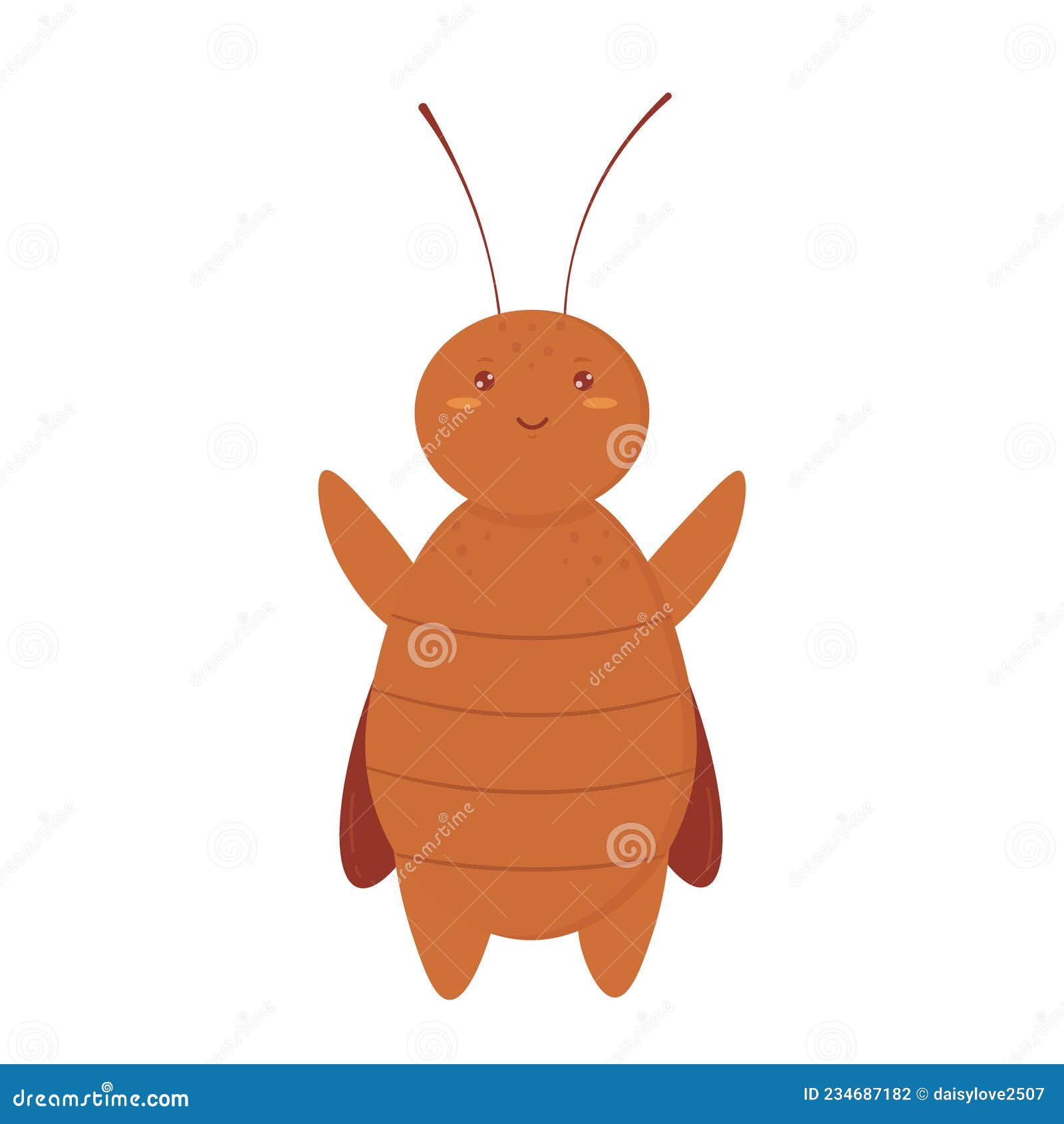 A Cute Cartoon Smiling Cockroach Insect Art Stock Vector - Illustration ...
