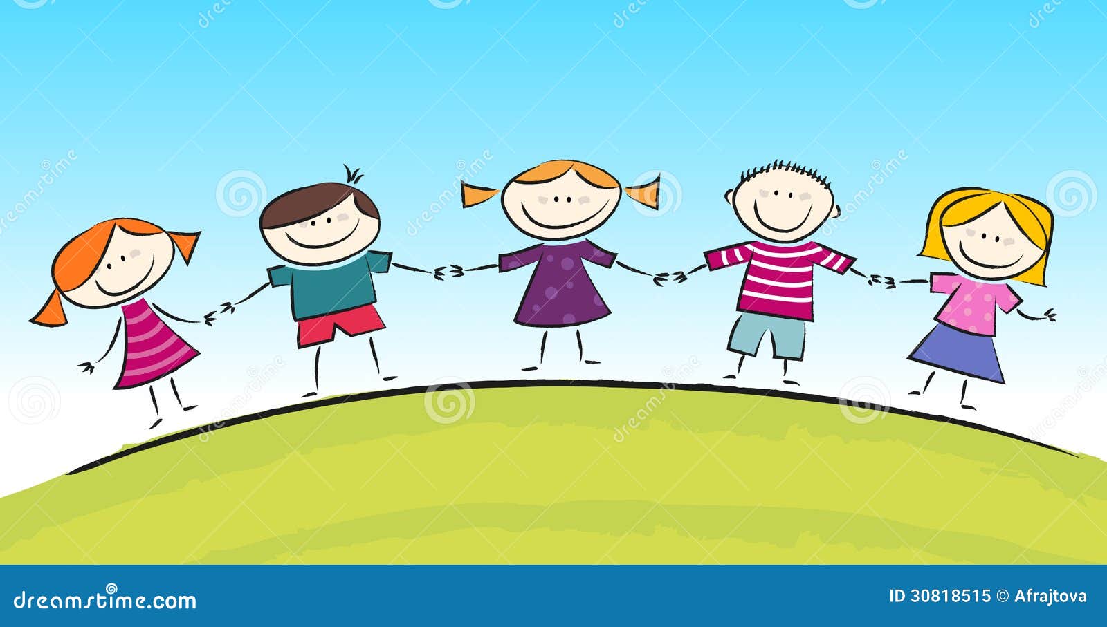 Cute Cartoon With Smiling Kids Royalty Free Stock Photo - Image: 30818515