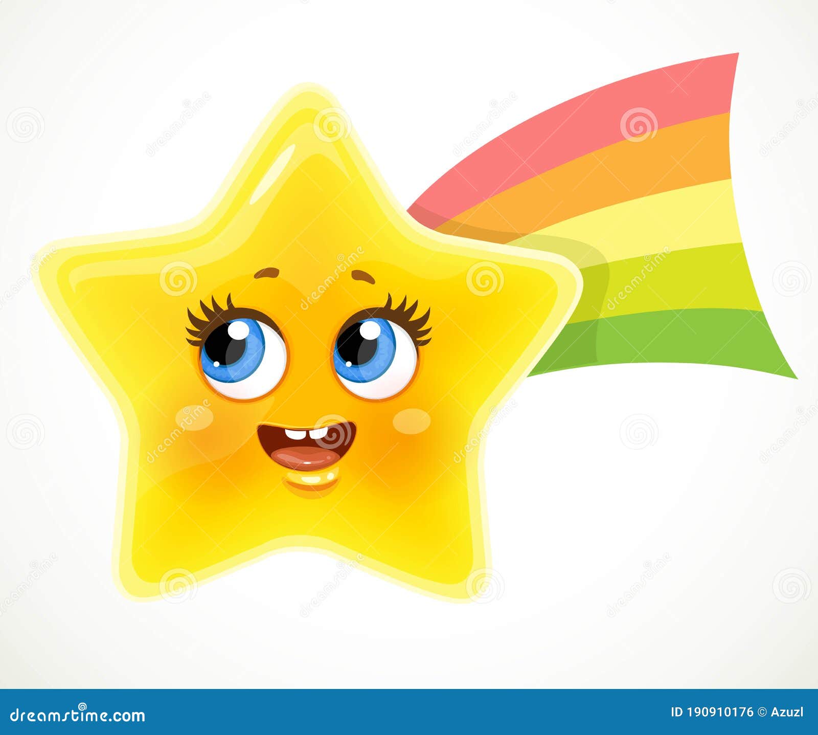 Cute Smiling Star with Colored Rainbow Tail Isolated on White ...