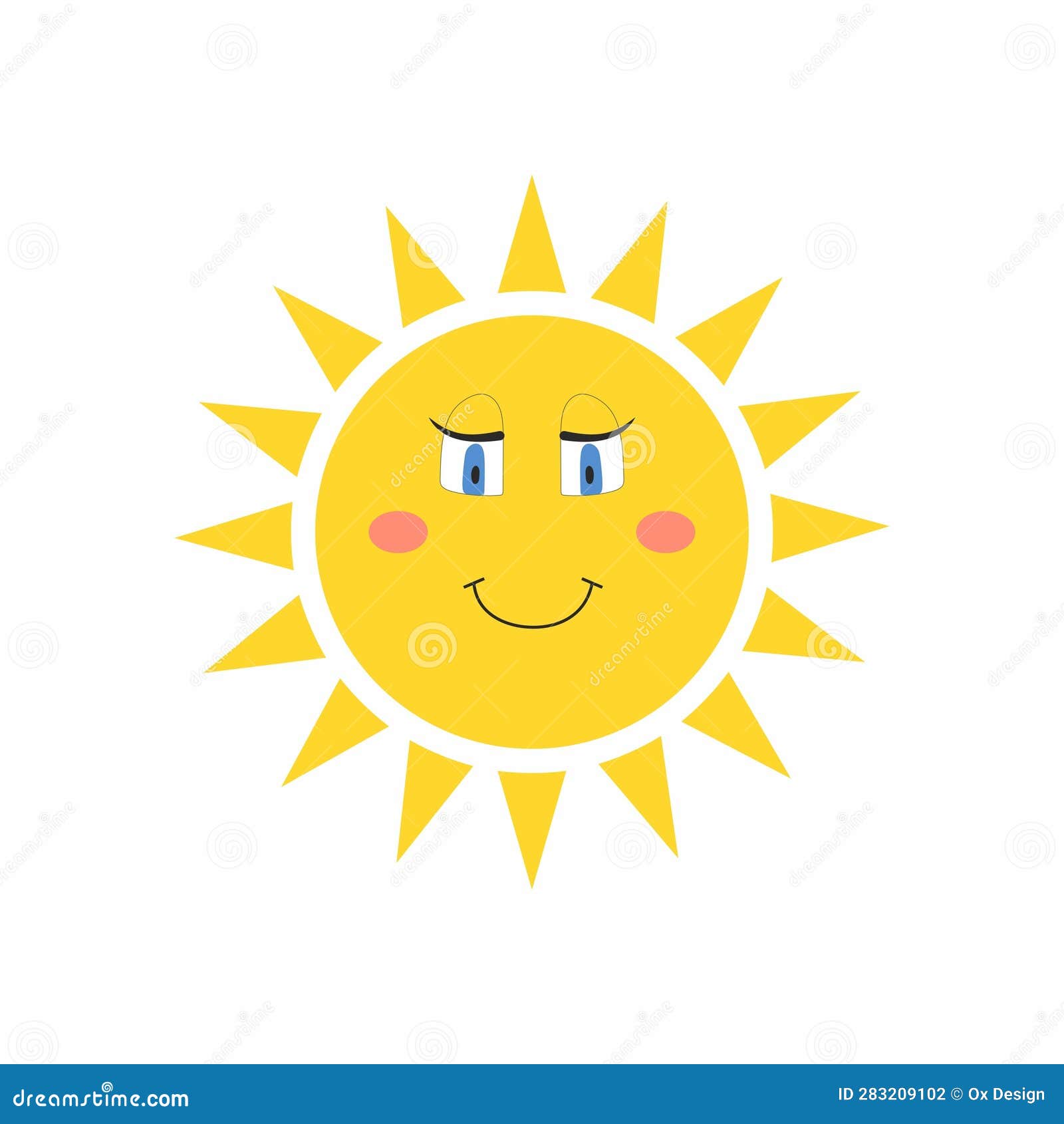 Cute Cartoon Smiling Sun Isolated on a White Background Stock Vector ...