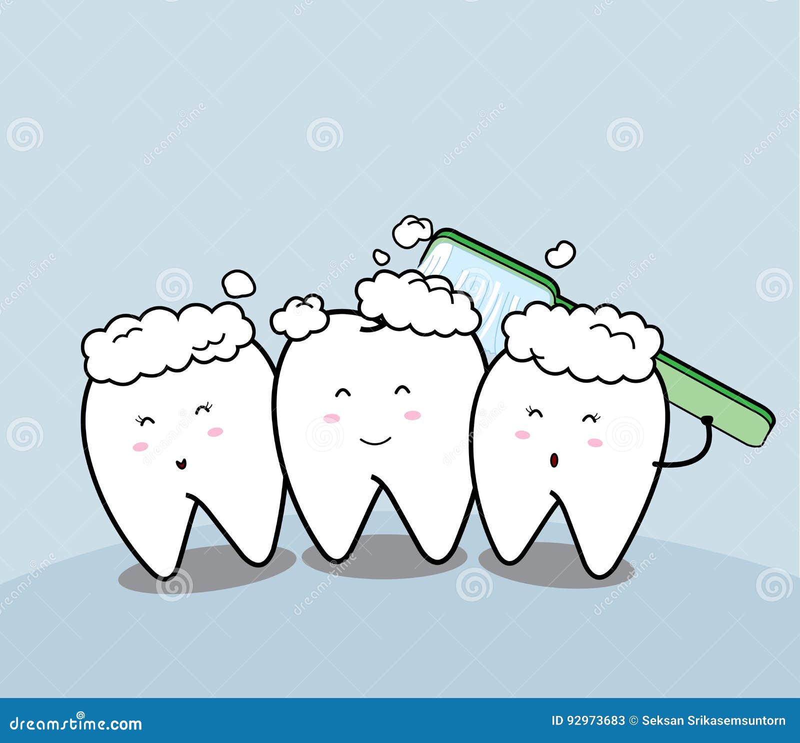 Cute Cartoon Smiling Tooth and Brushing Teeth Stock Vector ...